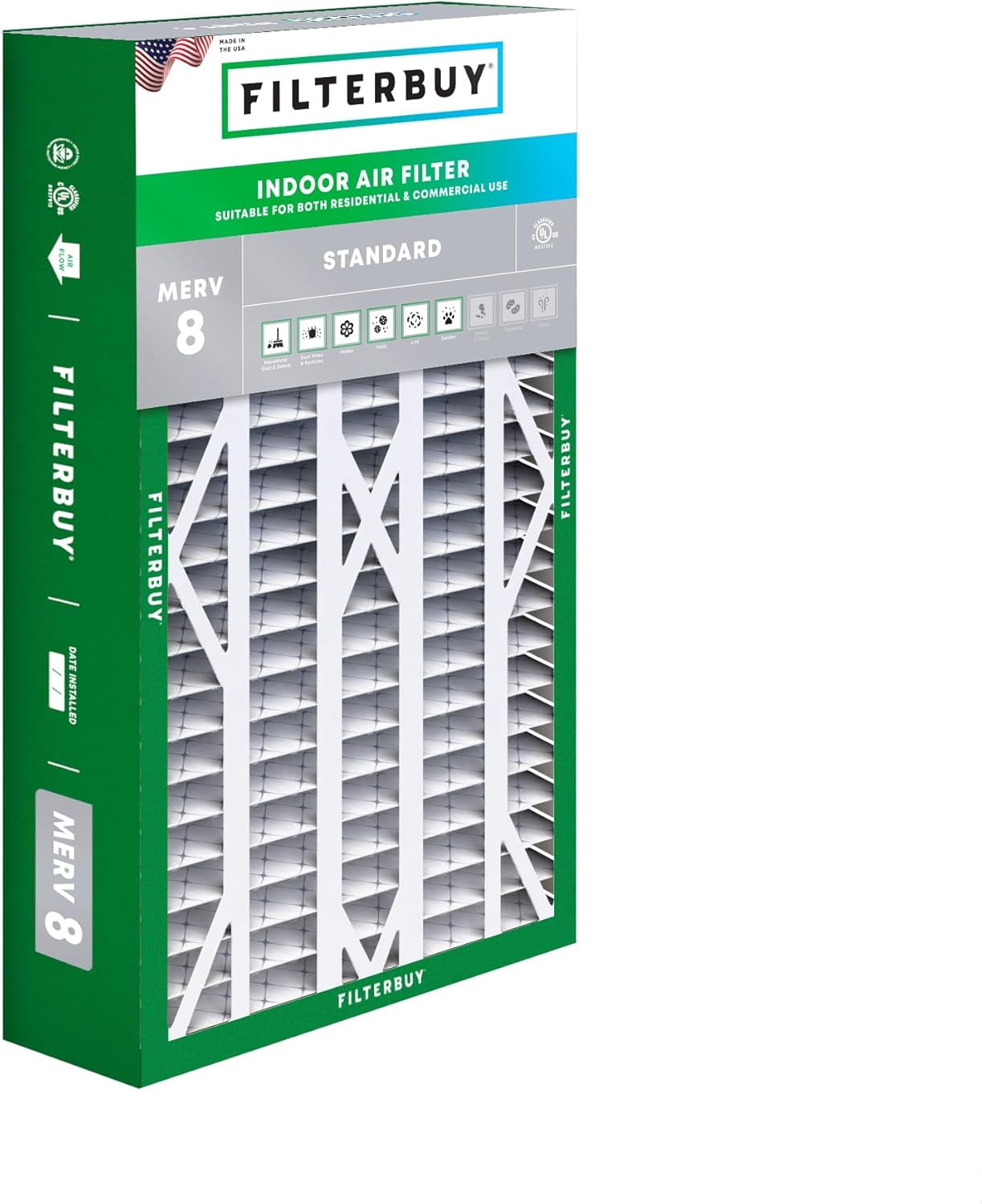 Filterbuy 16x26x5 MERV 8 Dust Defense, Pleated HVAC AC Furnace Air ...