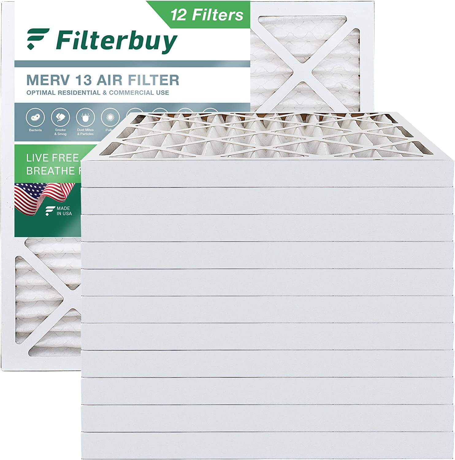 Filterbuy 20x20x2 MERV 13 Pleated HVAC AC Furnace Air Filters (12-Pack ...