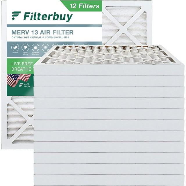 Filterbuy 20x20x2 MERV 13 Pleated HVAC AC Furnace Air Filters (12-Pack ...