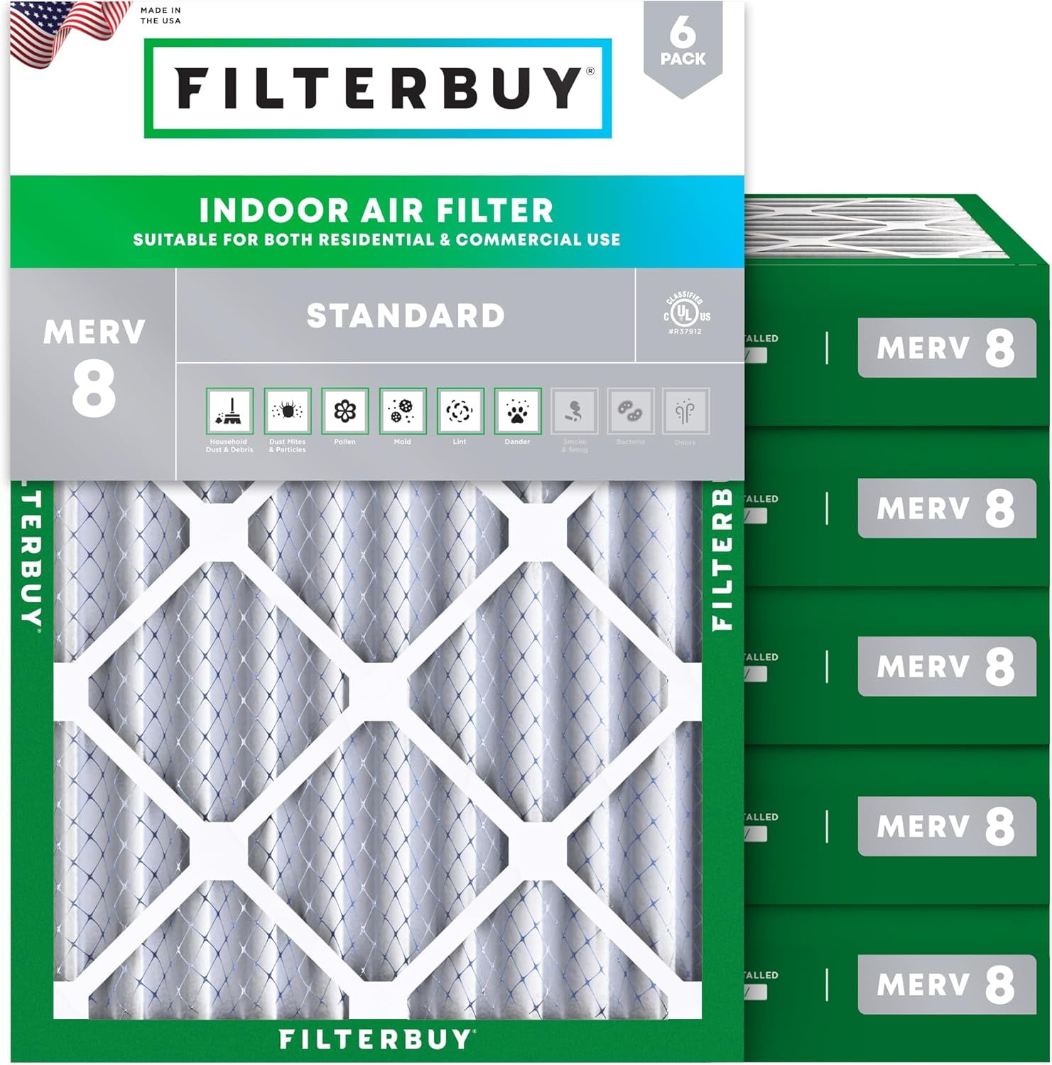 Filterbuy 20x21x4 MERV 8 Dust Defense, Pleated HVAC AC Furnace Air ...