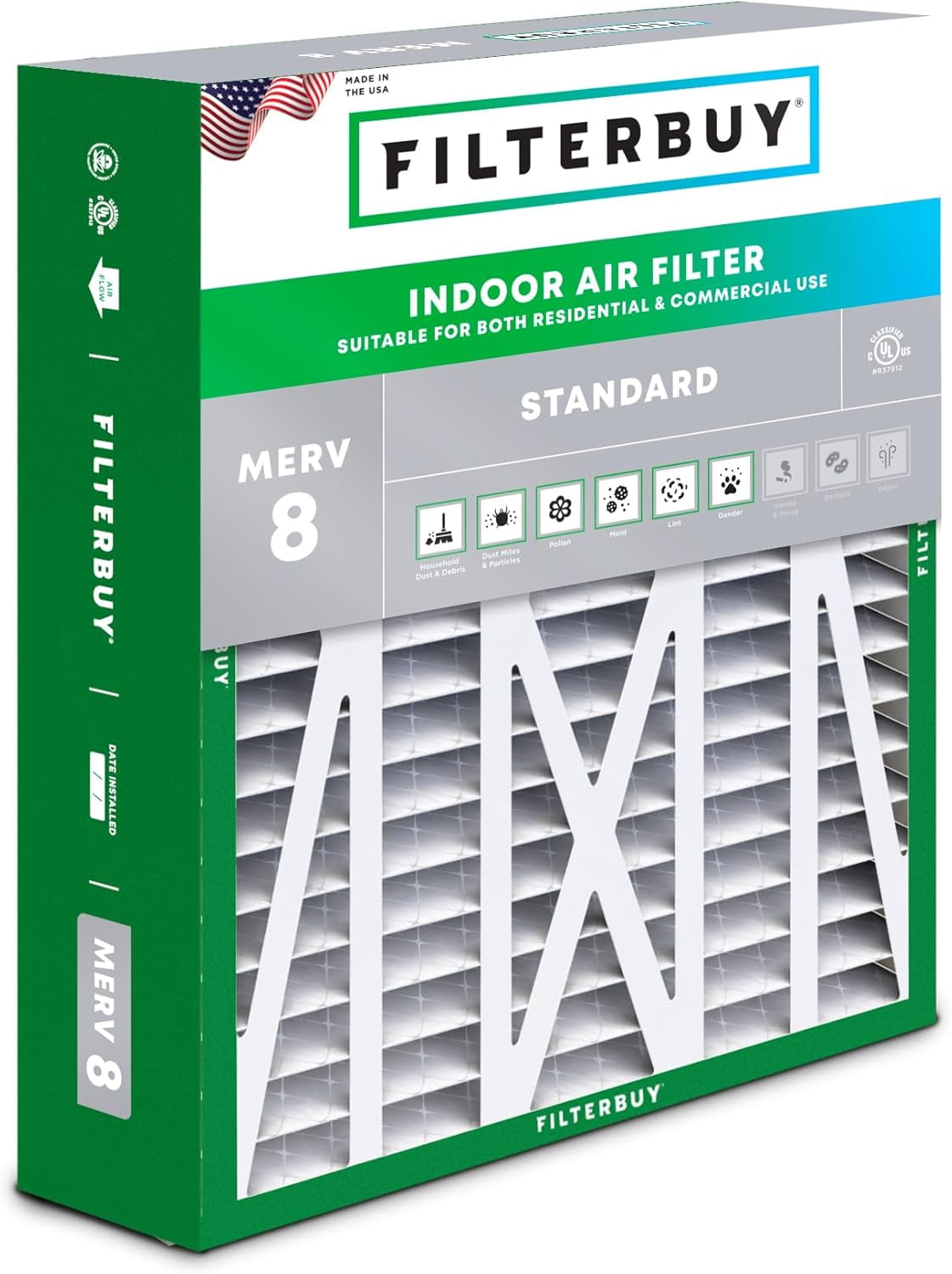 Filterbuy 20x23x5 Air Filter MERV 8 Dust Defense, Pleated HVAC AC ...