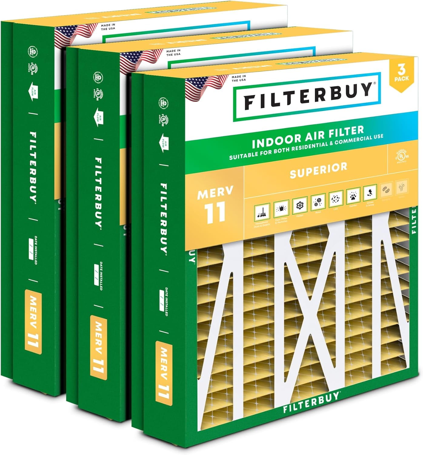 Free Shipping! Filterbuy 21x23.5x5 MERV 11 Pleated HVAC AC Furnace Air ...