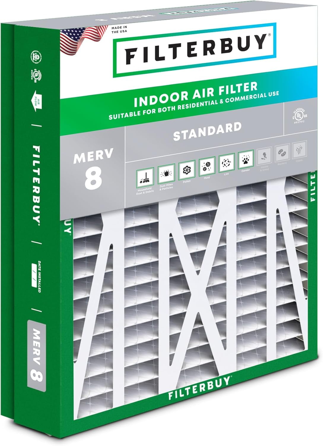 Filterbuy 21x23.5x5 MERV 8 Dust Defense, Pleated HVAC AC Furnace Air ...