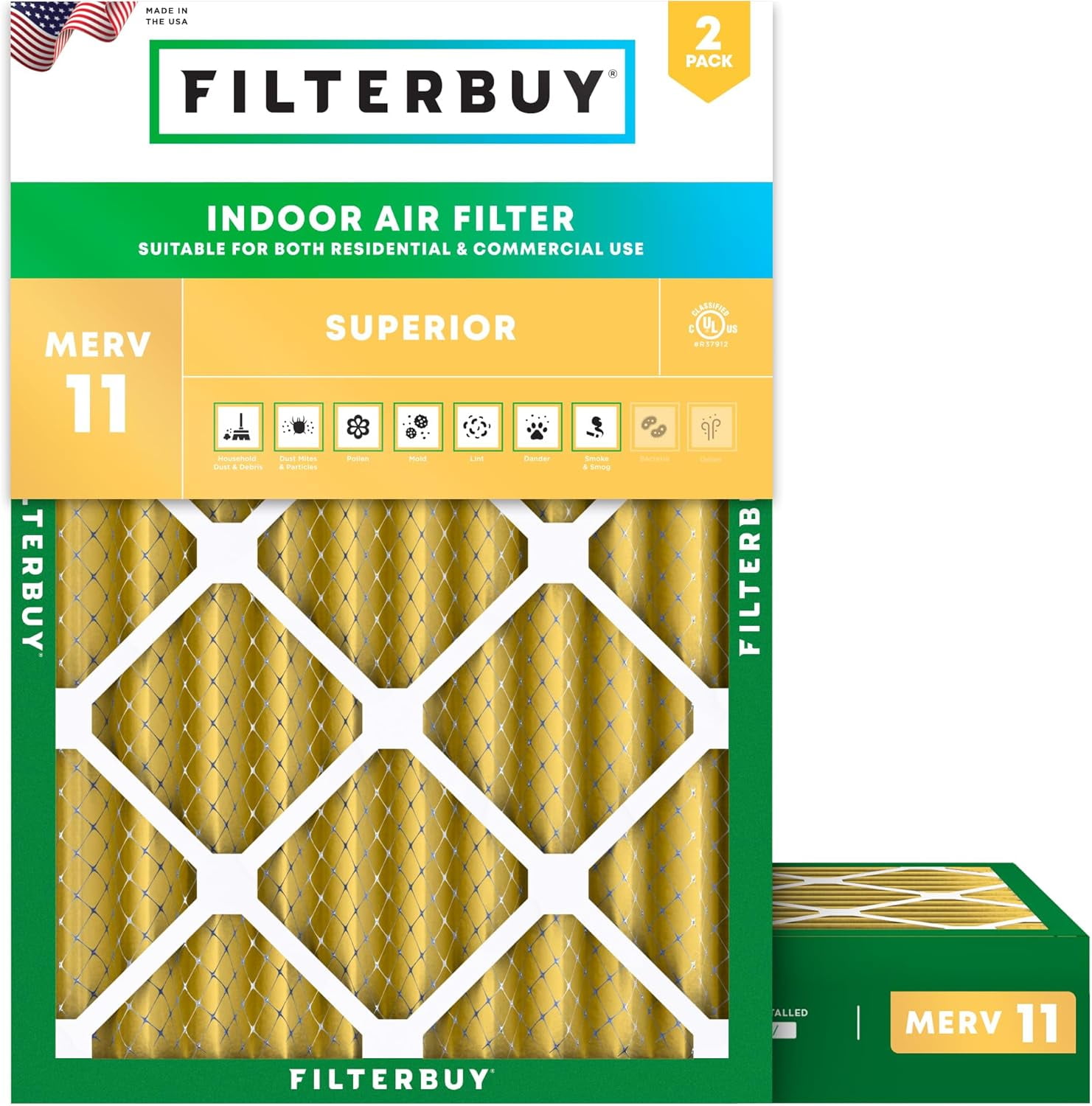 Filterbuy 23.5x25x4 MERV 11 (MPR 1200) Allergen Defense, Pleated HVAC AC Furnace Air Filters (2 ...