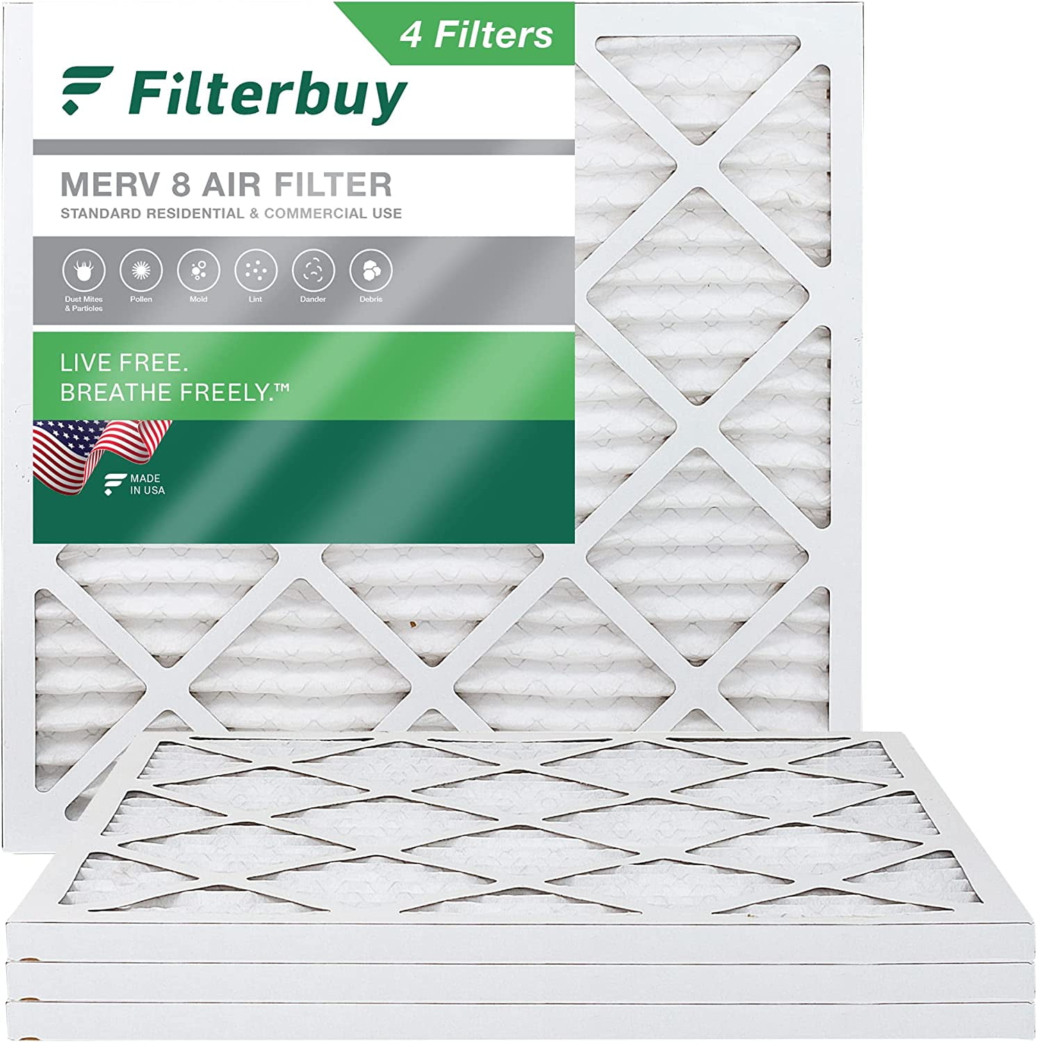 Filterbuy 24x24x1 MERV 8 Pleated HVAC AC Furnace Air Filters (4-Pack ...