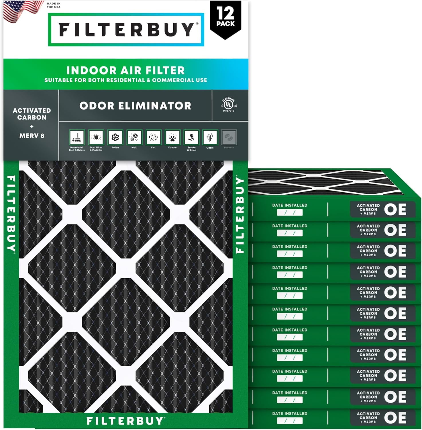 Filterbuy 24x30x1 MERV 8 (MPR 700) Odor Eliminator, Pleated HVAC AC ...