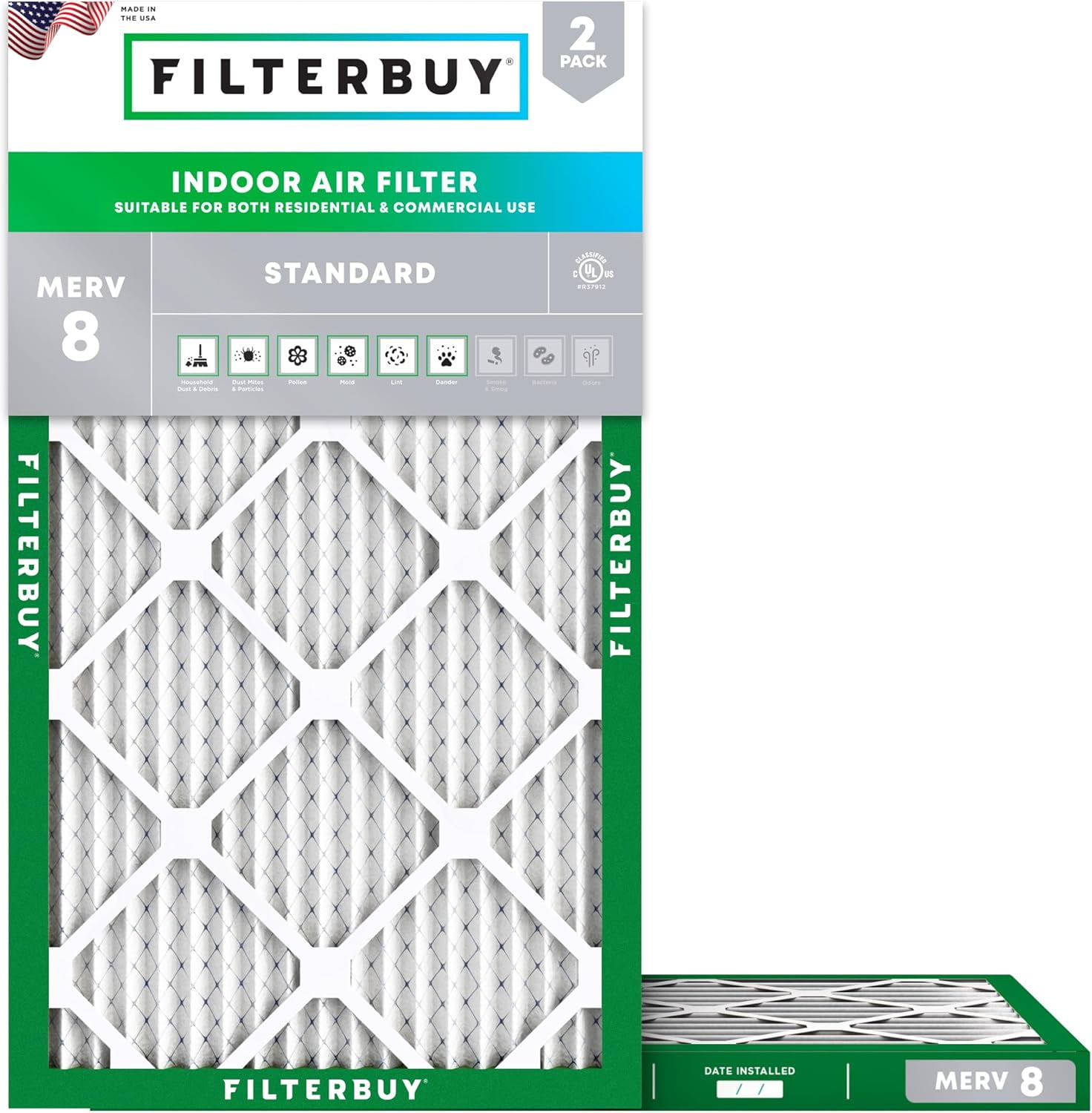 Filterbuy 8x24x1 MERV 8 Pleated Air Filters for Furnace, HVAC, AC, Heat ...