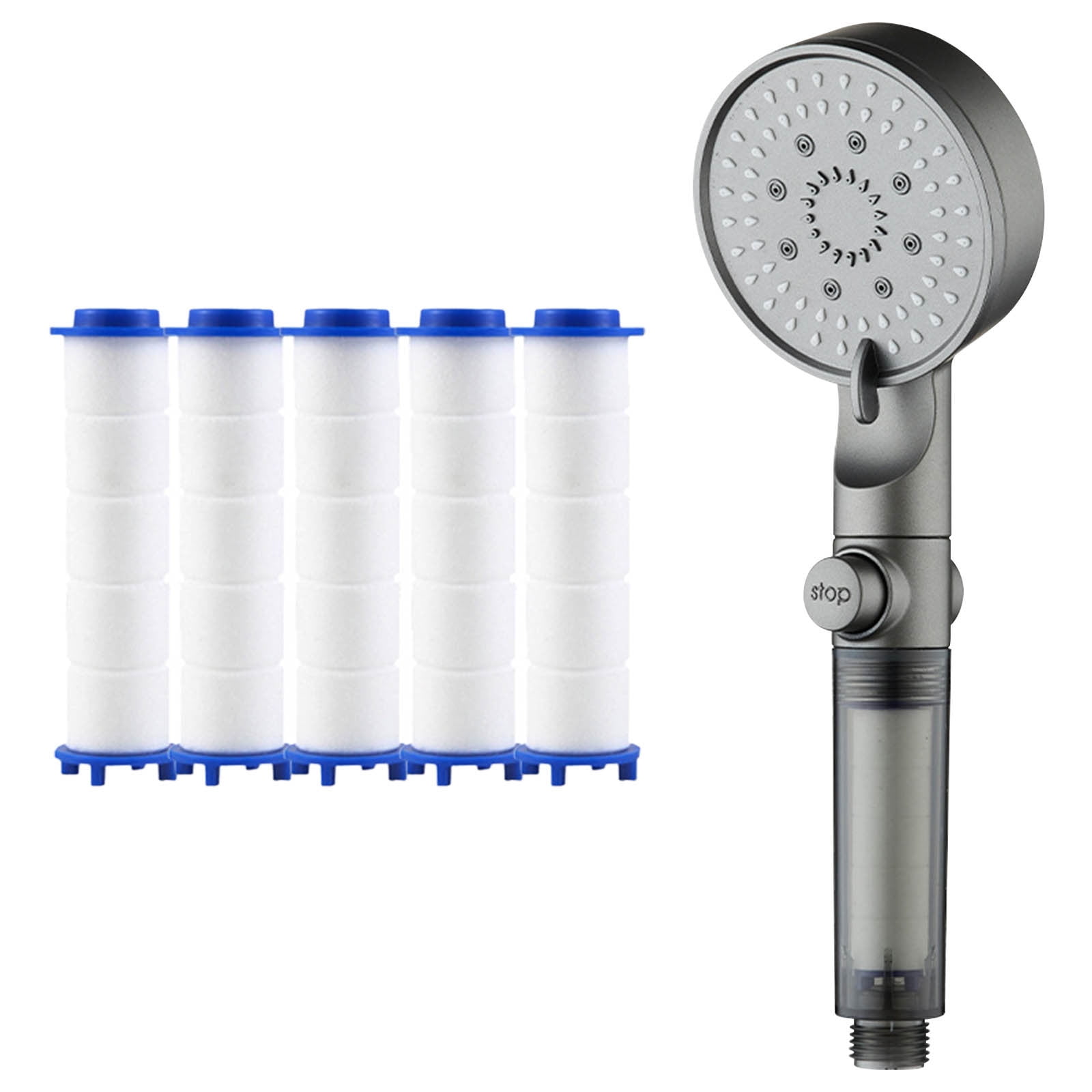 Filtered High-Pressure Shower Head with 5 PP Cotton Filters - Water ...