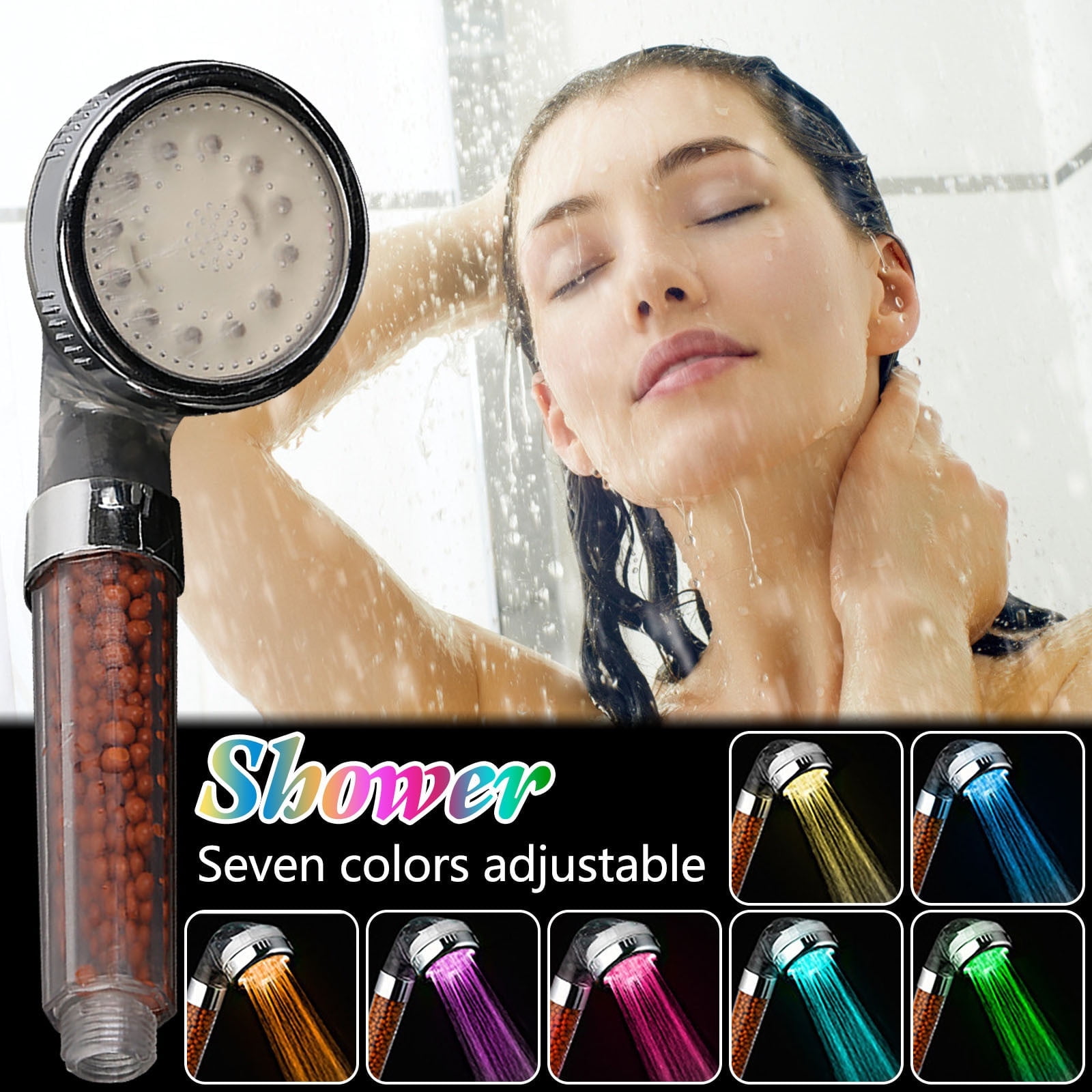 Filtered LED Shower Head with Handheld, Color Changing, High Pressure ...