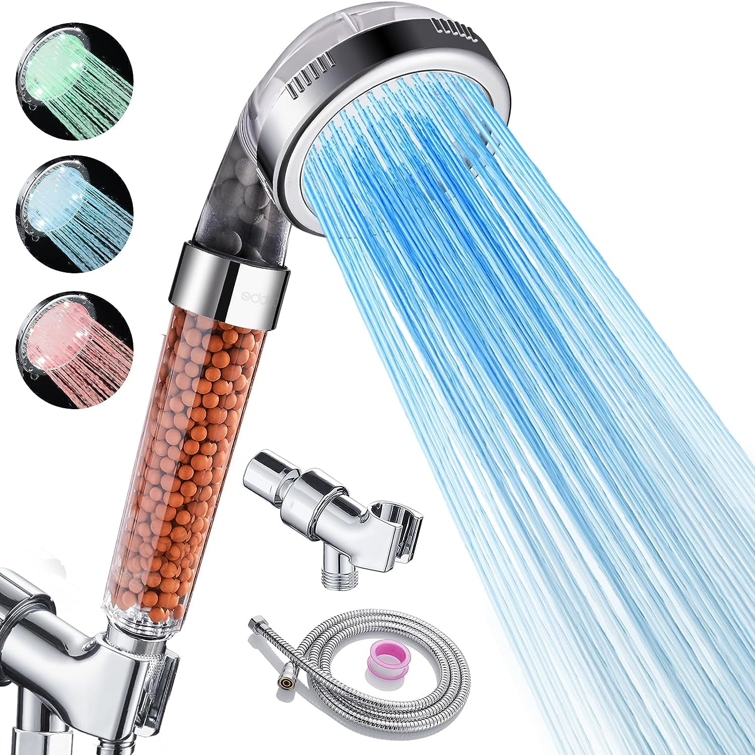 Filtered LED Shower Head with Handheld, Color Changing, High Pressure ...