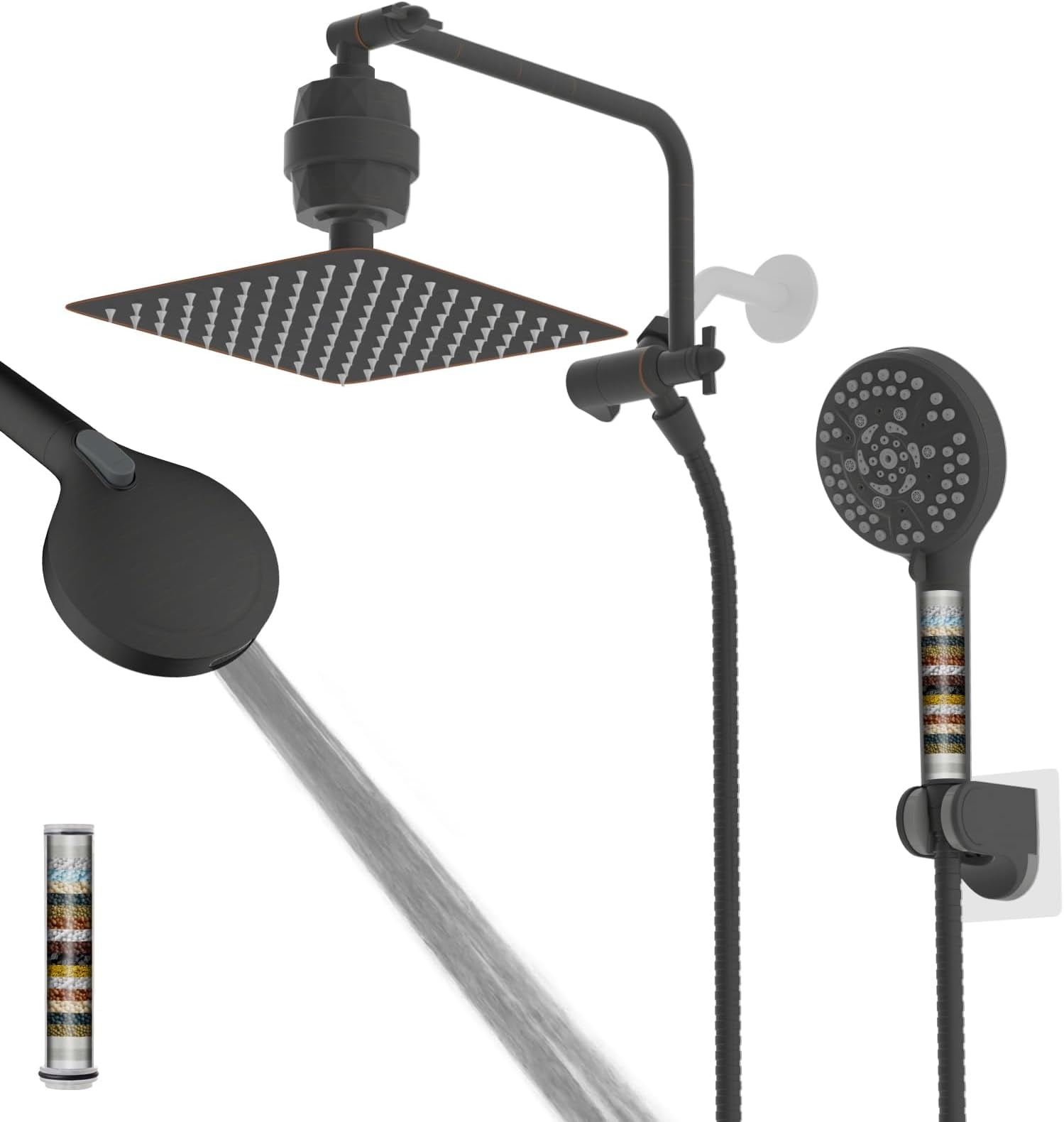 Filtered Shower , 10" High 10- Handheld/Rainfall Shower Combo with 20 ...