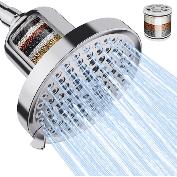 Filtered Shower , 7 Modes High Shower Heads with Water Softener Filter ...