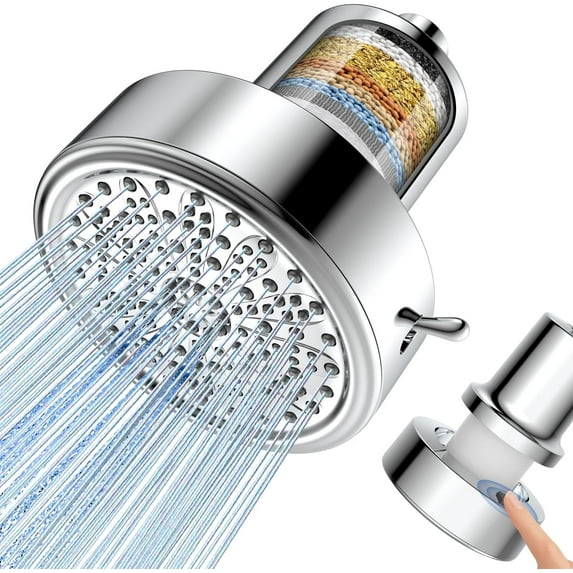 Filtered Shower with Filters, High 6 Modes Rain ShowerHead for Hard ...