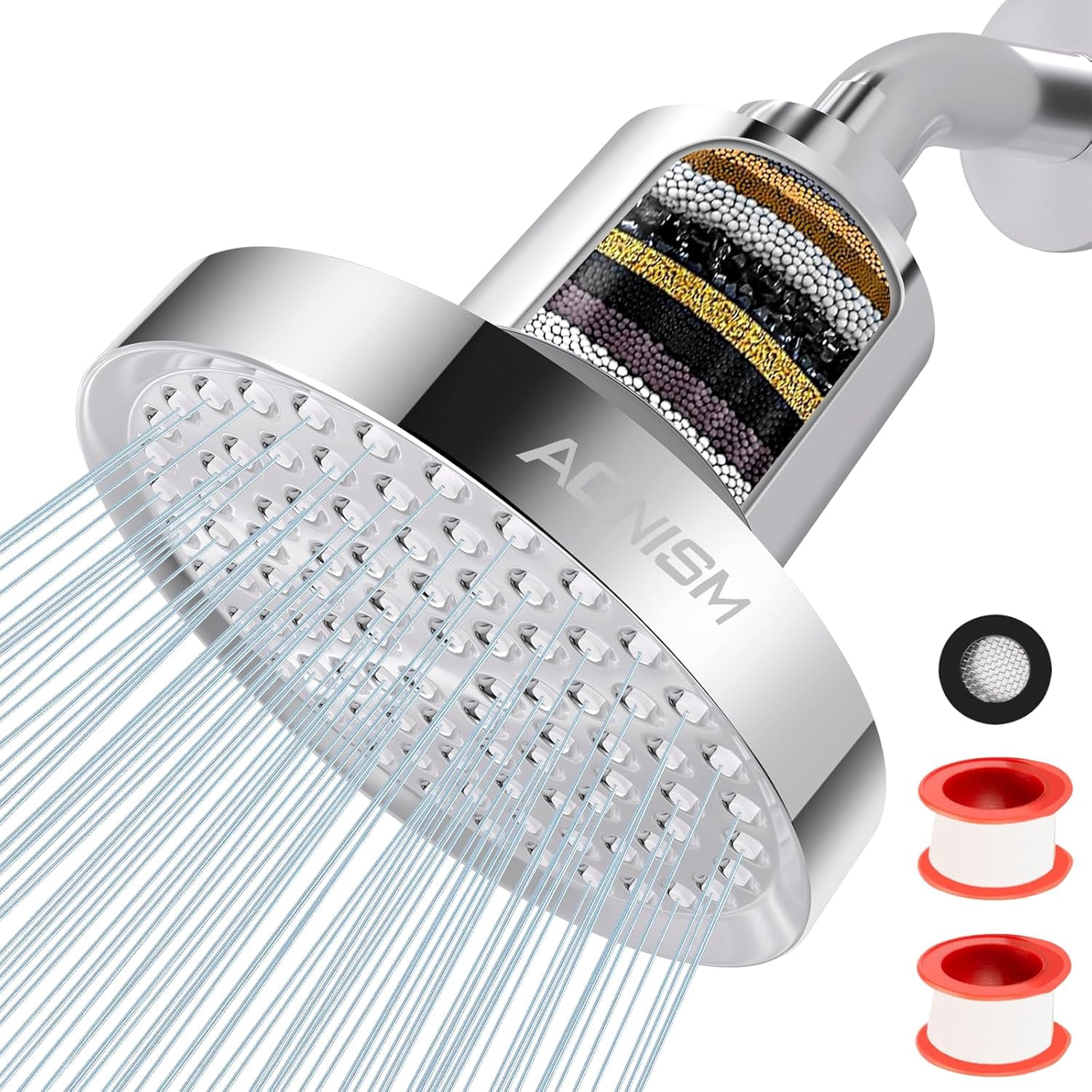 Filtered Shower Head - 6” High Pressure Shower Head, Fixed One-Piece ...