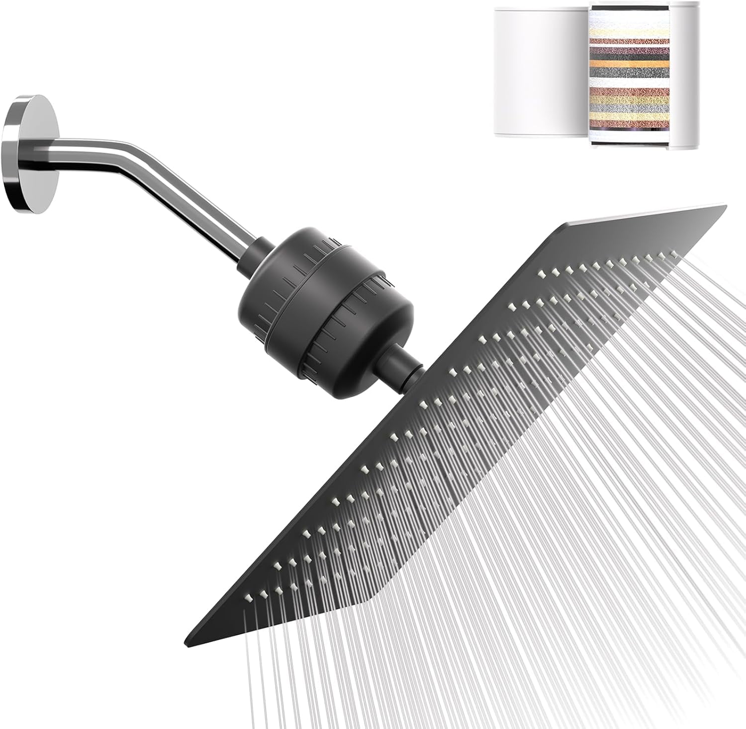 Filtered Shower Head with Adjustable Extension Arm, Rain High Pressure ...