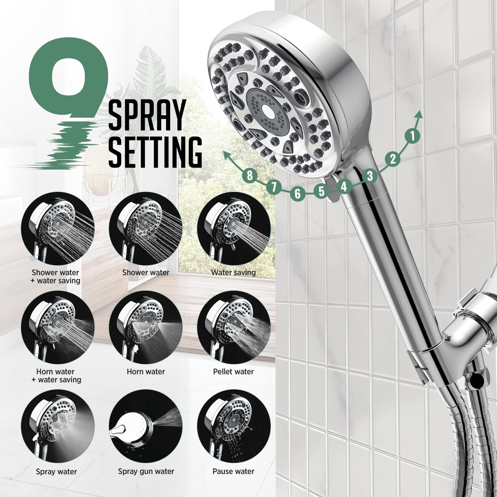 SunCleanse Chrome Filtered Shower Head with Handheld - 9-Spray Hard ...