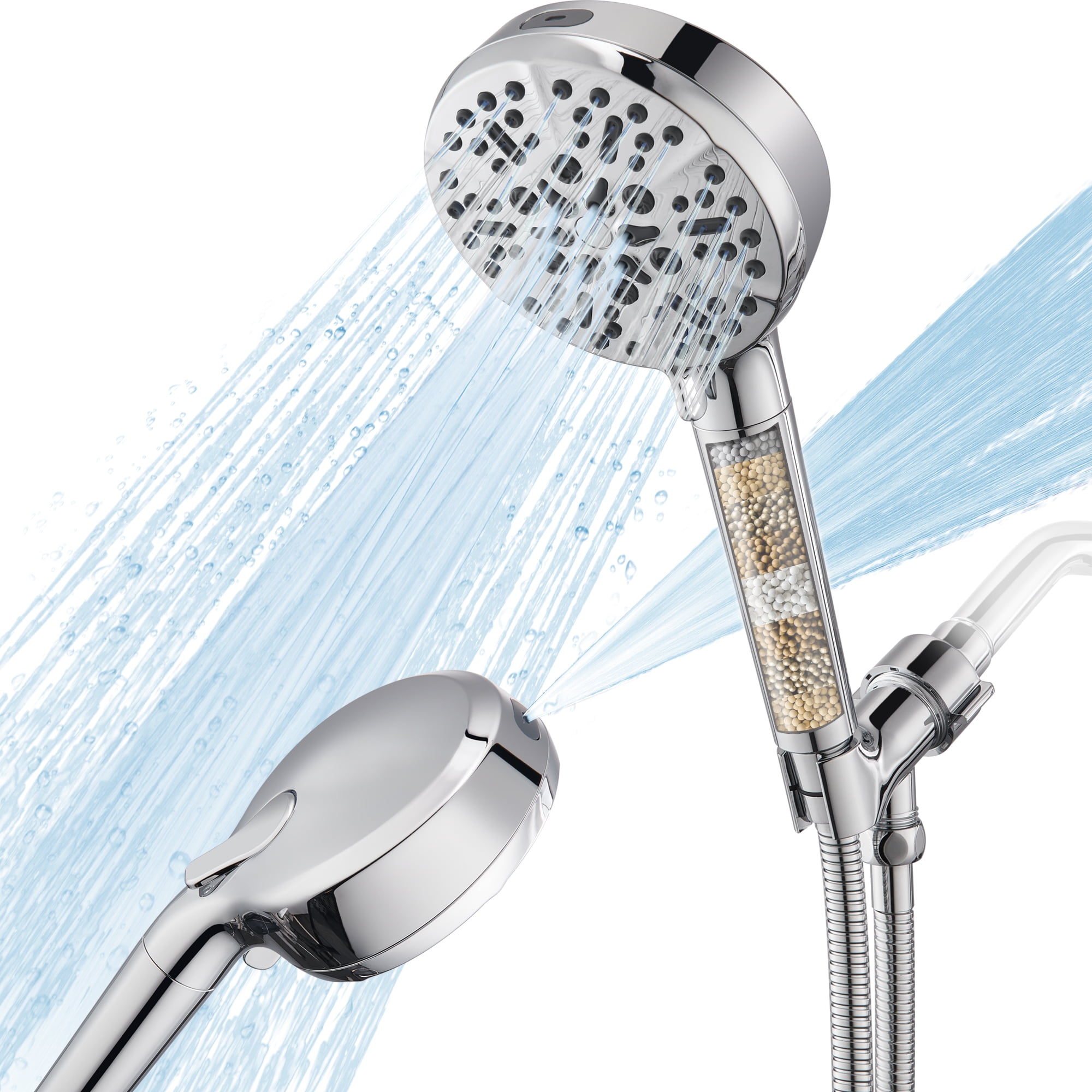 Filtered Shower Head with Handheld Chrome, 6 SPRAY Mode Shower Head ...