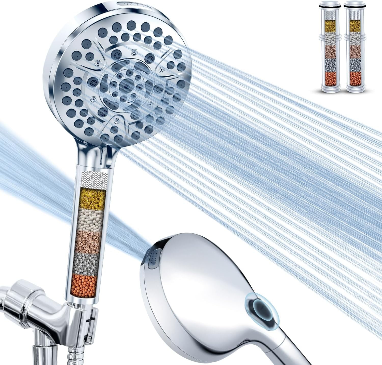 Filtered Shower Head with Handheld, High Pressure 10-Mode with Filters ...