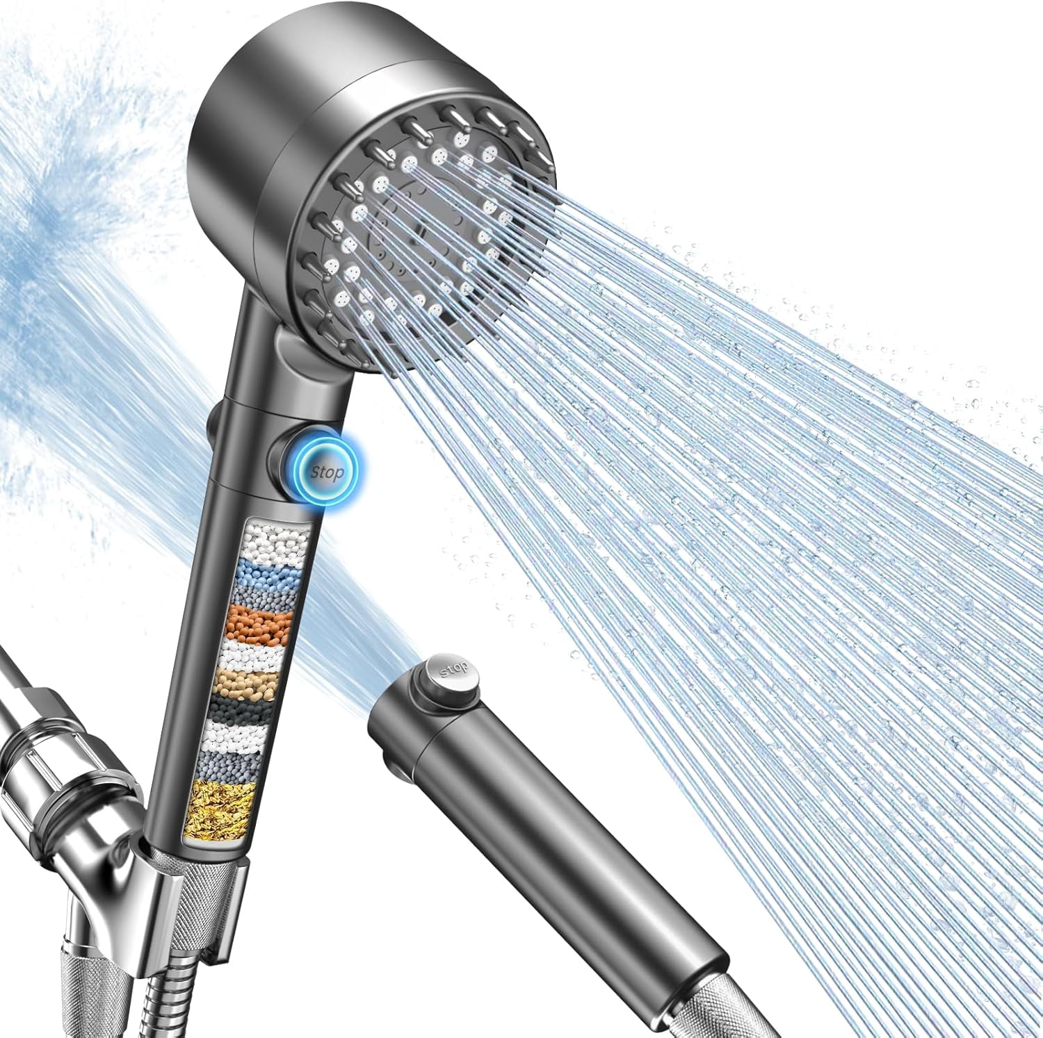 Filtered Shower Head with Handheld, High Pressure 4 Spray Showerhead ...