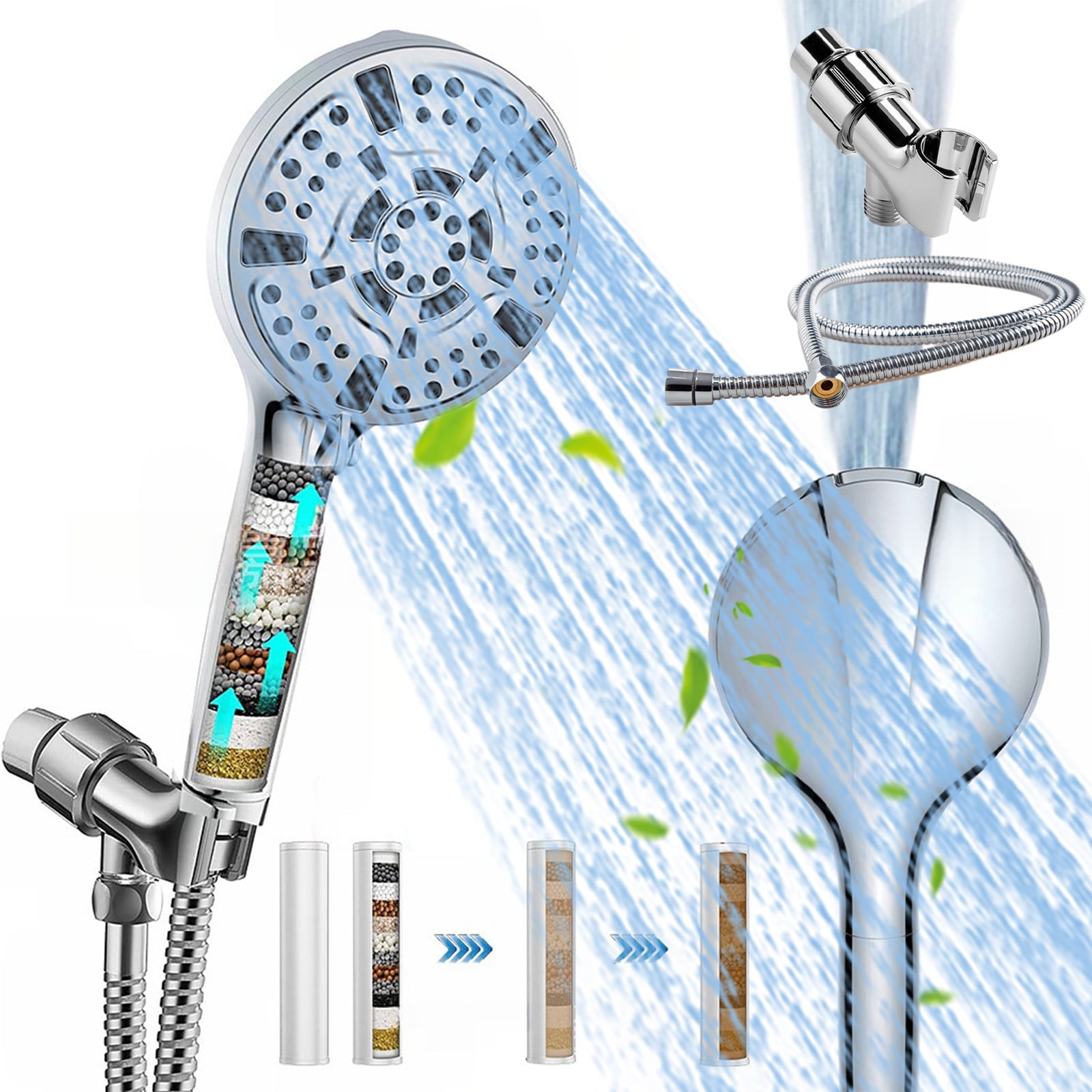 Filtered Shower Head With Handheld High Pressure Water Flow And