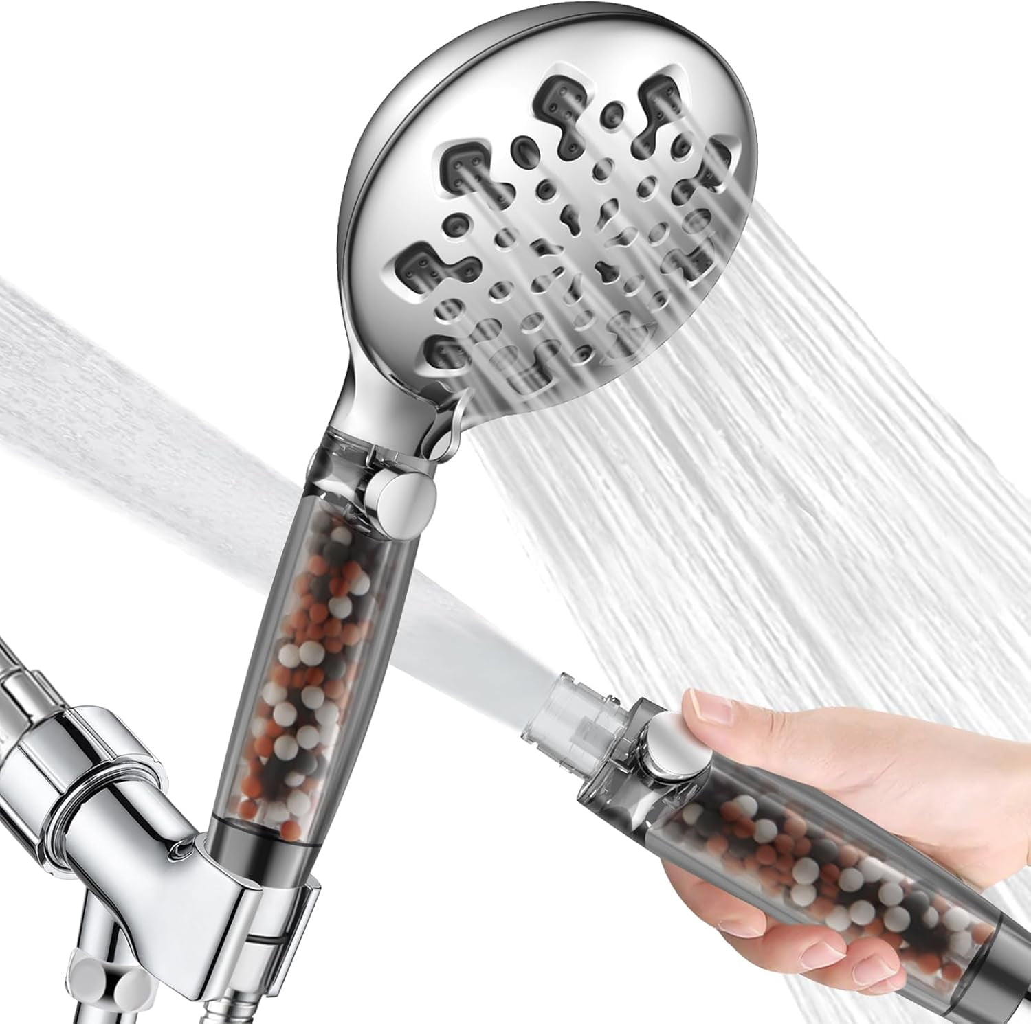 Filtered Shower Head for Hard Water Handheld,9 Spray Modes+Jet Flush ...