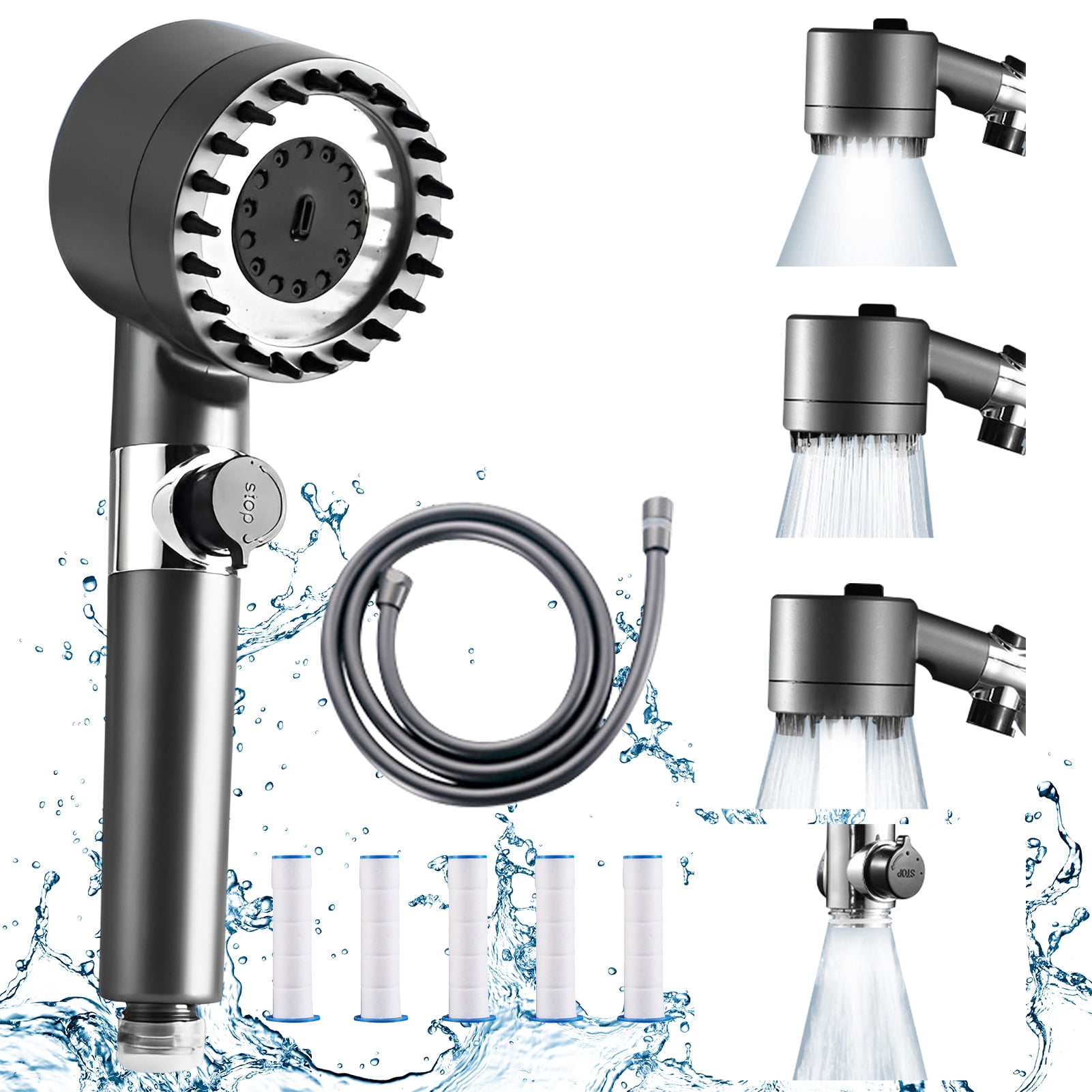 Filtered Shower Head Massage Handheld Showerhead Detachable Shower