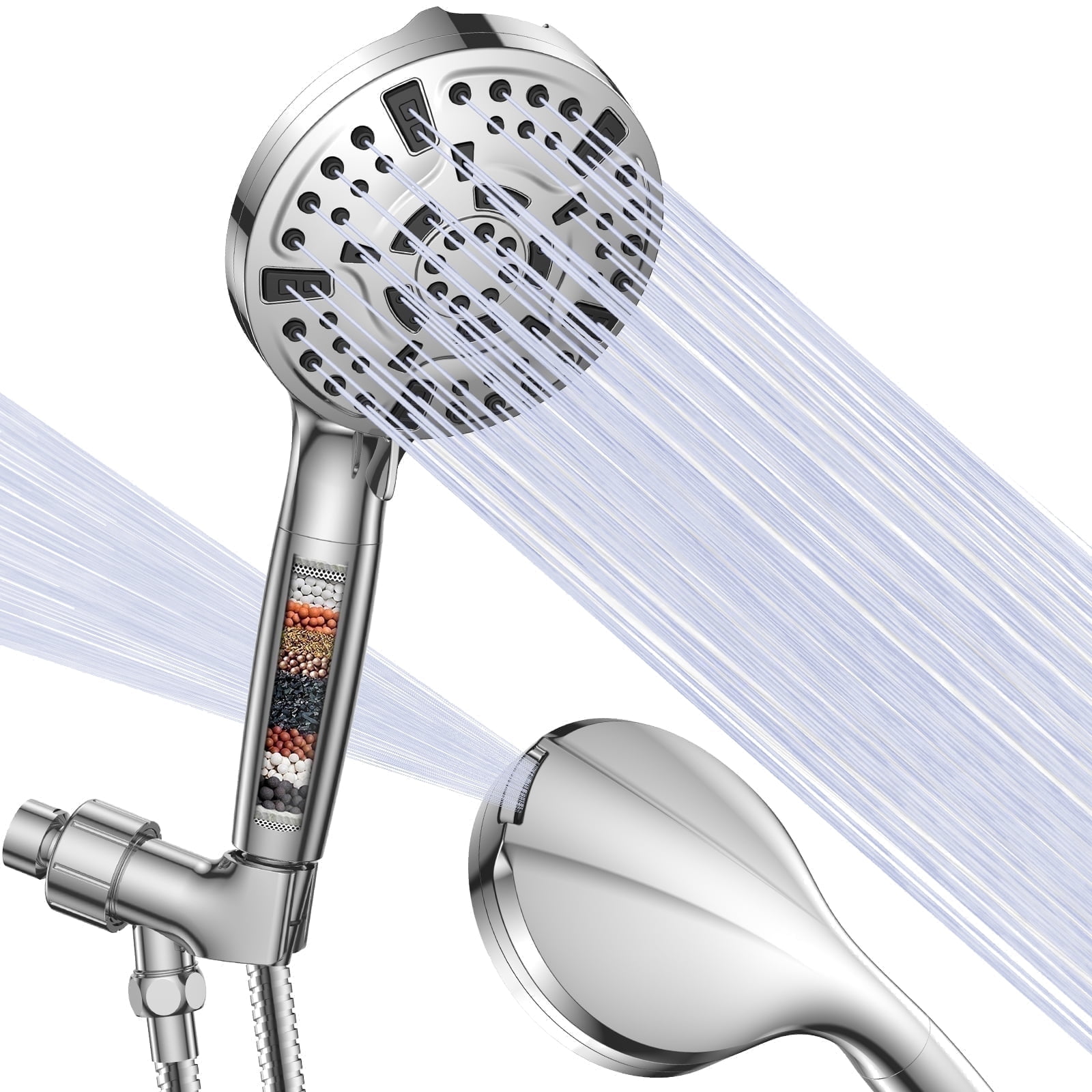Filtered Shower Head with Handheld, High Pressure 10 Spray Mode Chrome ...