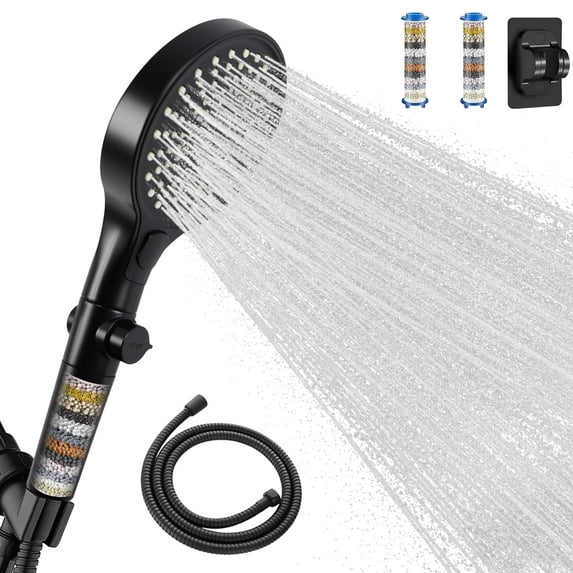Filtered shower head with Handheld,130mm Large Panel-One click water ...