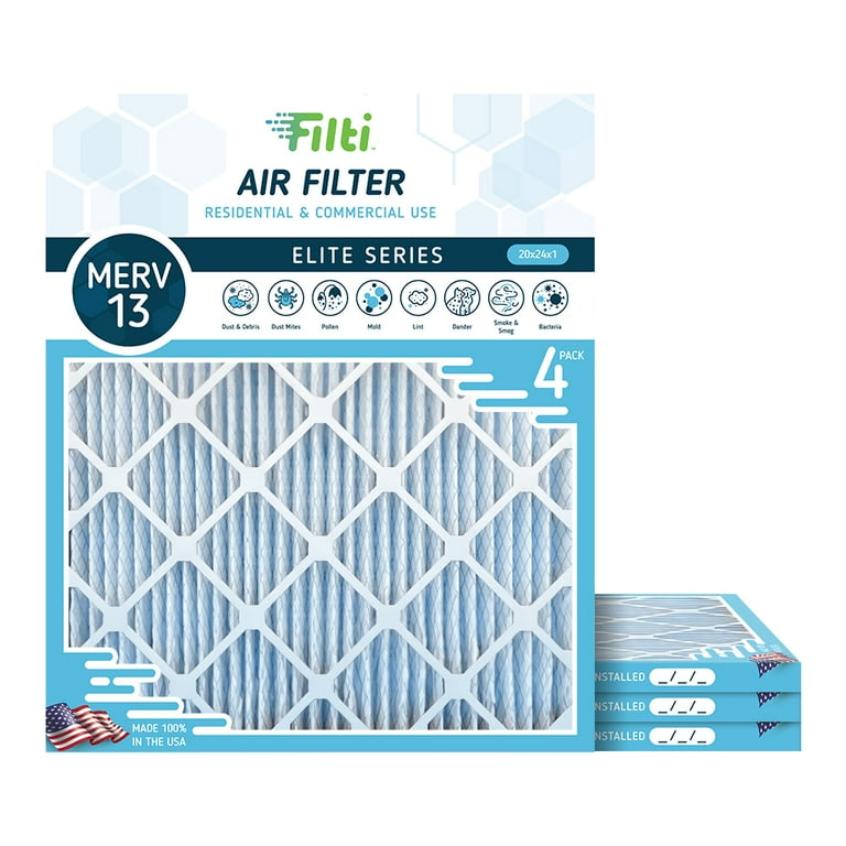 Filti 7500 Pleated Home HVAC Furnace 20x24x1 MERV 13 Air Filter 4 Pack