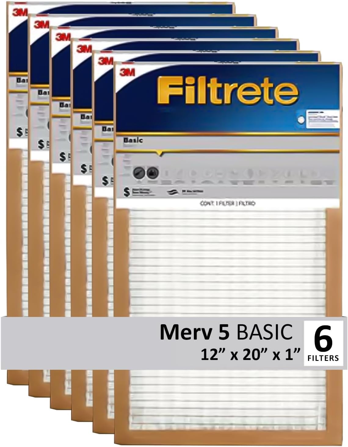 Filtrete 12x20x1 Air Filter, 3M MERV 5 HVAC AC Furnace Filter ...
