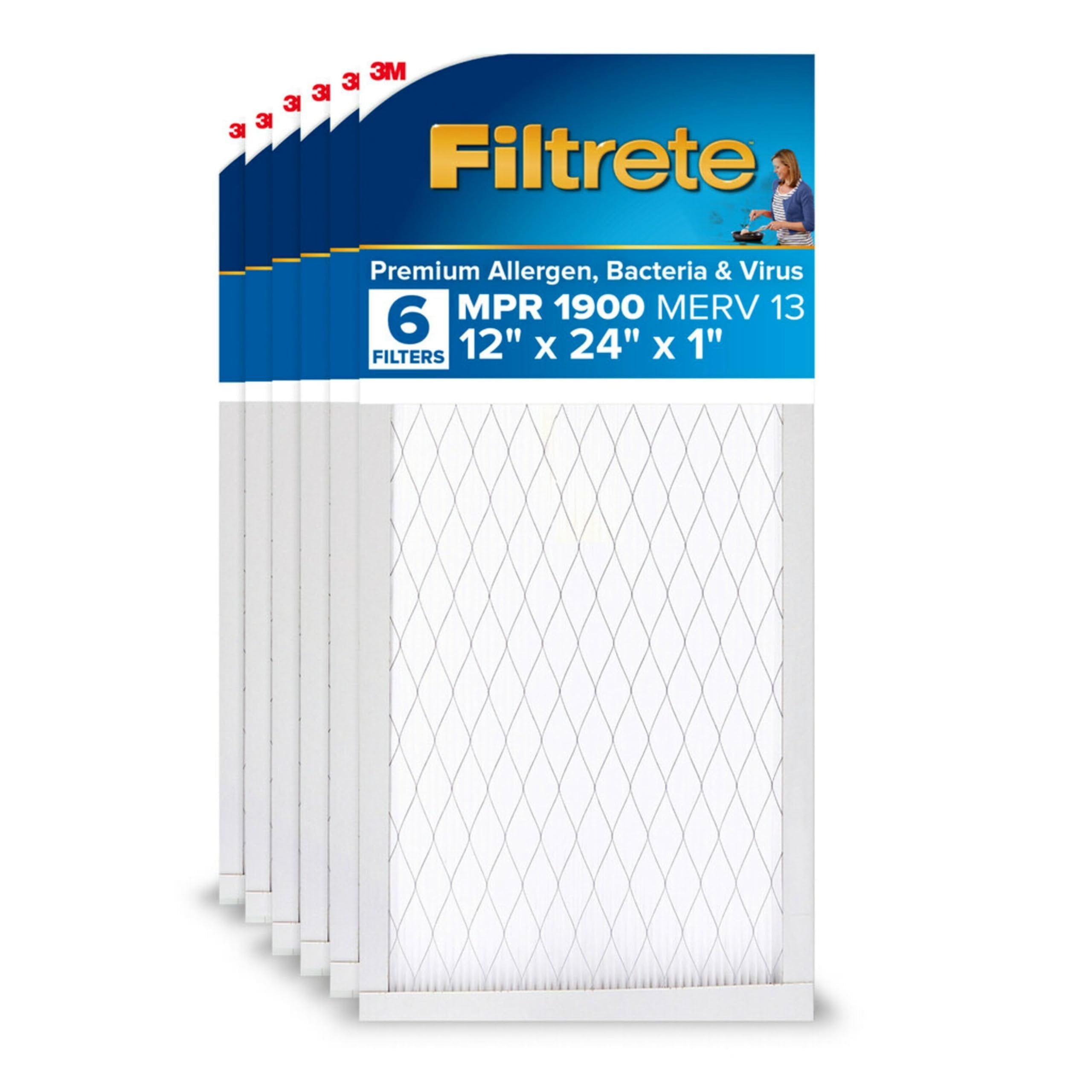 Filtrete 12x24x1 AC Furnace Air Filter, MERV 13, MPR 1900, Premium ...