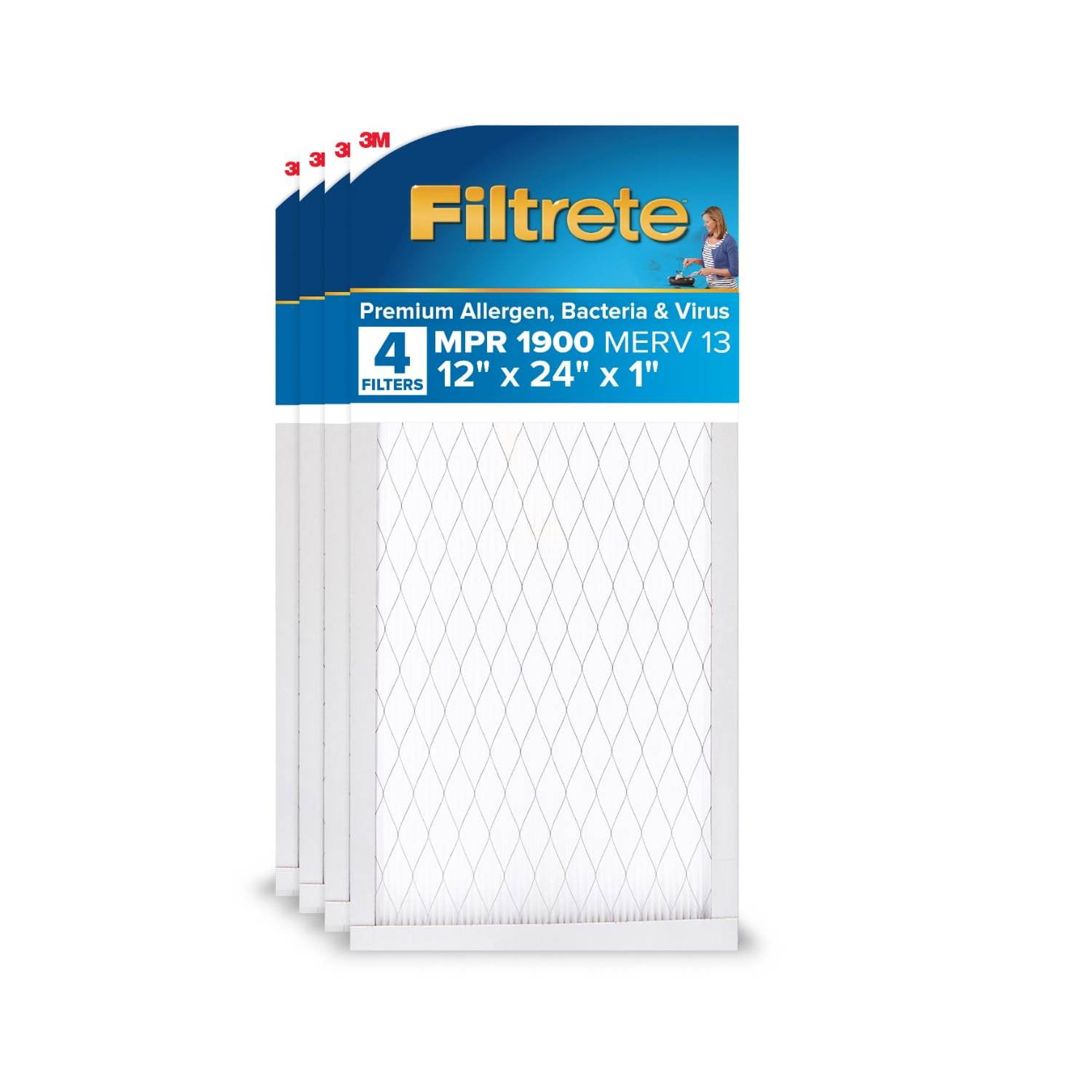 Filtrete 12x24x1 HVAC Furnace Air Filter, MPR 1900 MERV 13, Ultimate ...