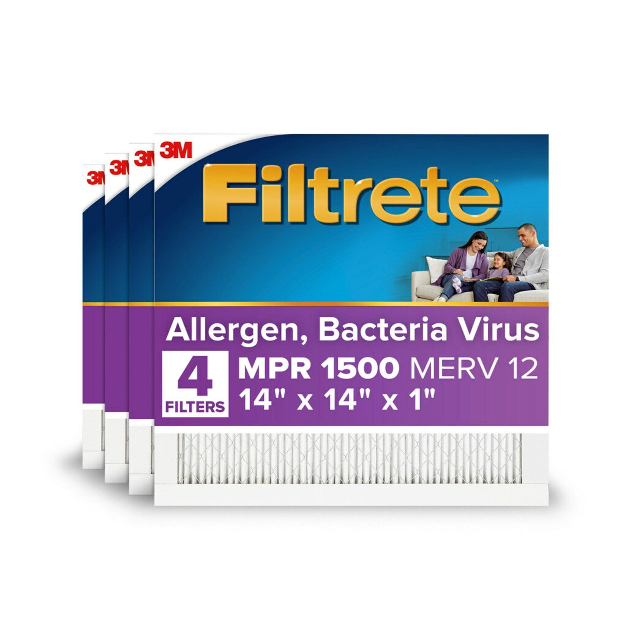 Filtrete 14x14x1 Air Filter, MPR 1500 MERV 12, Allergen, Bacteria ...