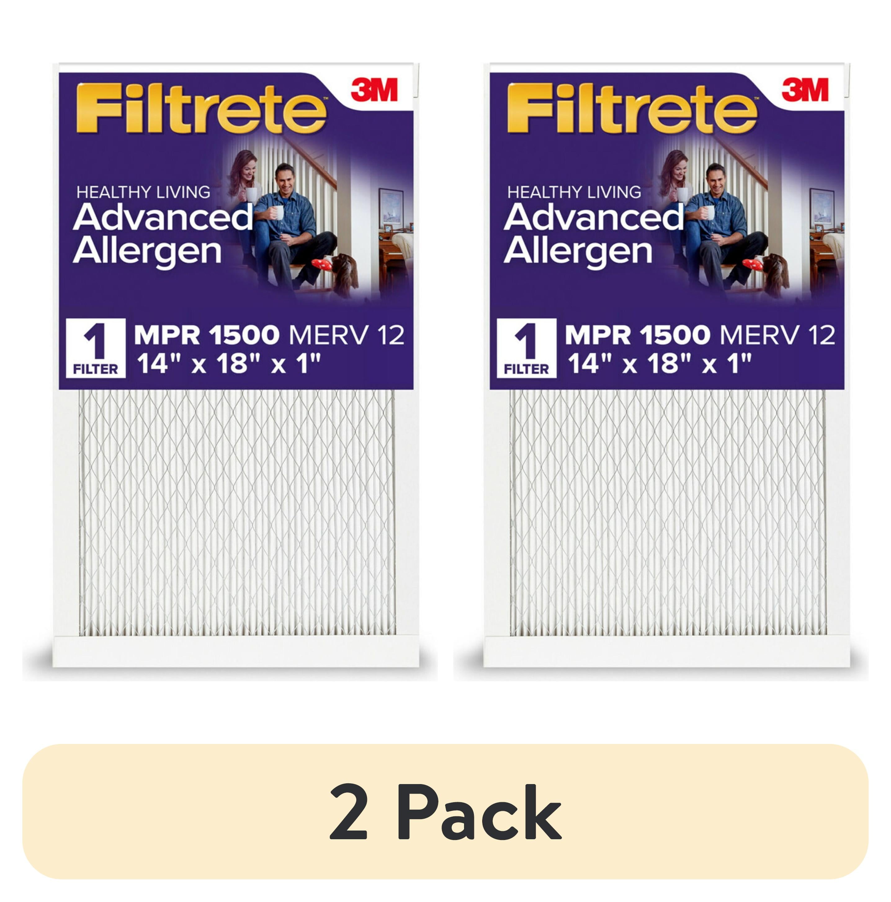 (2 pack) Filtrete 14x18x1 HVAC Furnace Air Filter, MPR 1500 MERV 12 ...