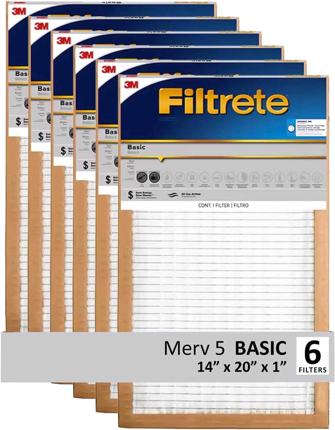 Filtrete 14x20x1 Air Filter, 3M MERV 5 HVAC AC Furnace Filter ...