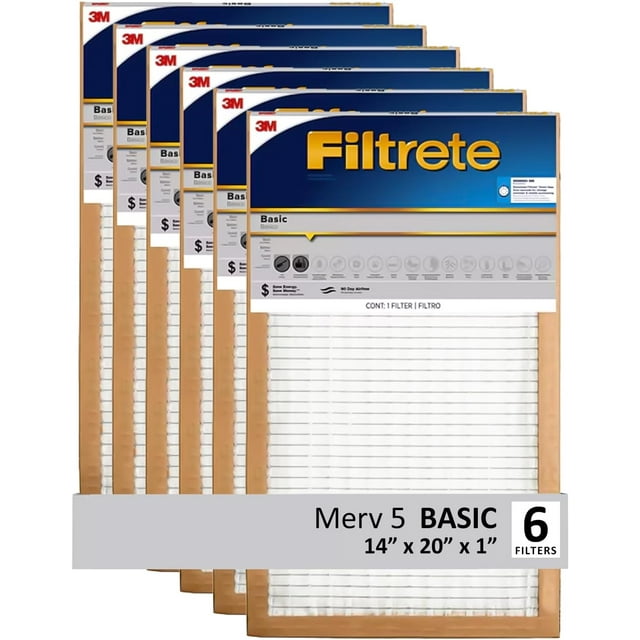 Filtrete 14x20x1 Air Filter, 3M MERV 5 HVAC AC Furnace Filter ...