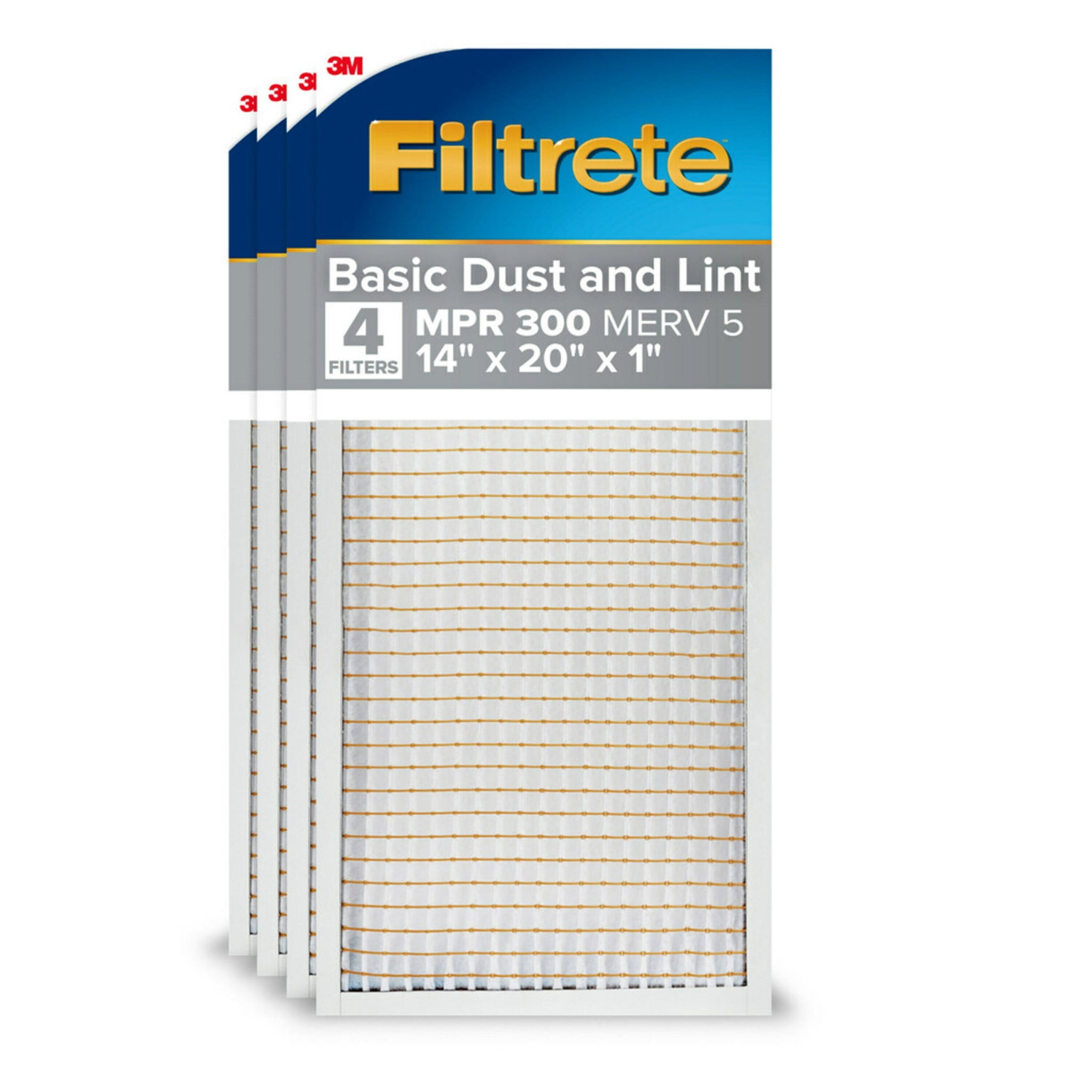 Filtrete 14x20x1 Air Filter, MPR 300 MERV 5, Dust Reduction, 4 Filters ...
