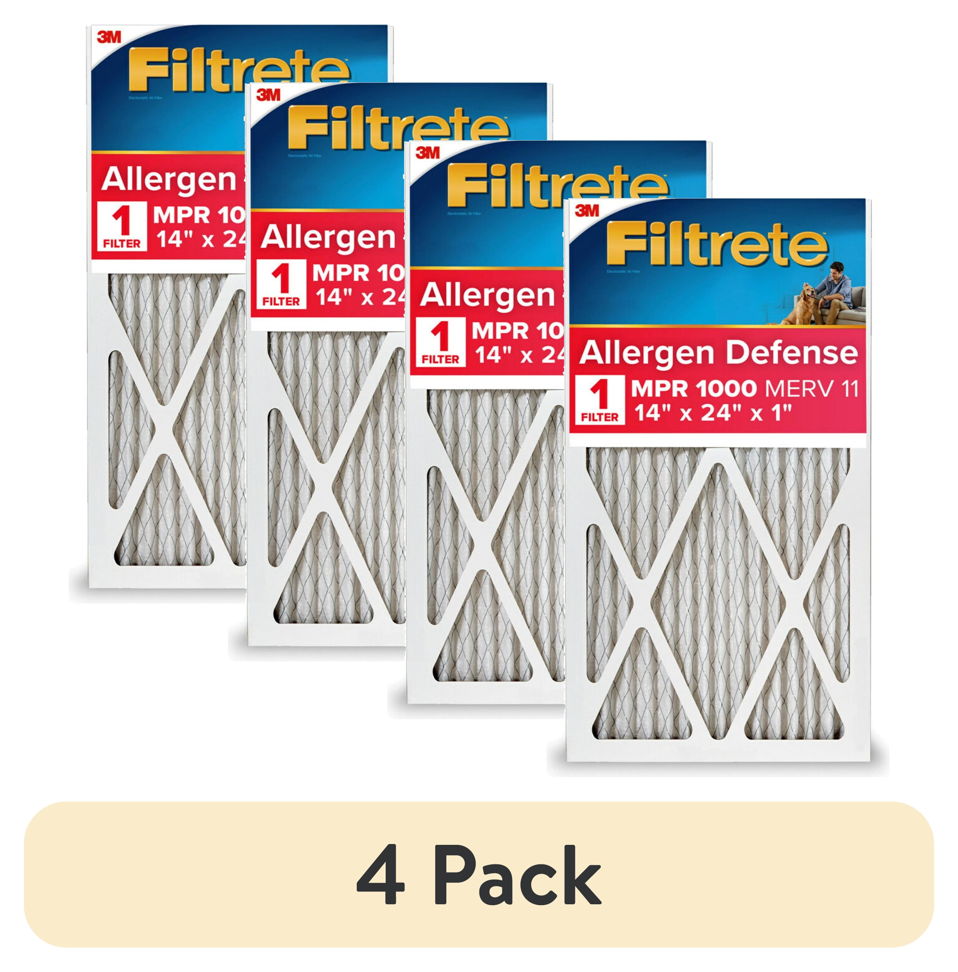 (4 pack) Filtrete 14x24x1 HVAC Furnace Air Filter, MPR 1000 MERV 11 ...