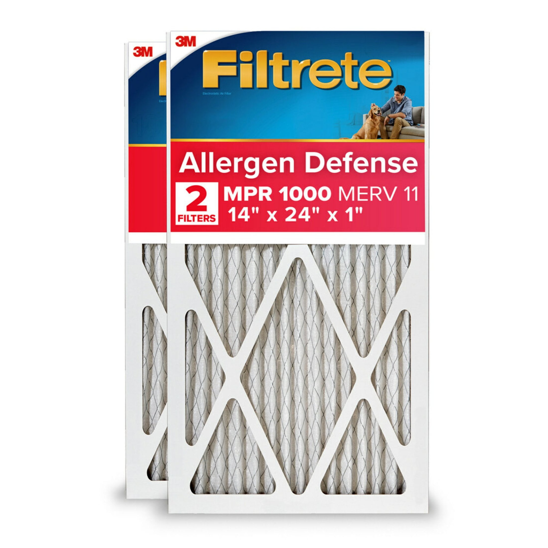 Filtrete 14x24x1 Air Filter, MPR 1000 MERV 11, Allergen Defense, 2 ...