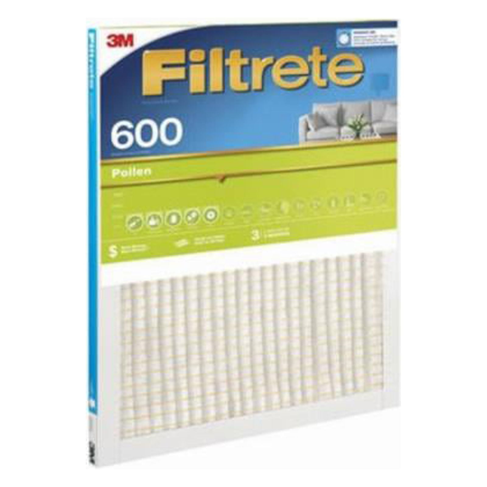 3M Filtrete Pollen Air Filters MPR 600 MERV 7, 16" x 25" x 1", Pack of ...