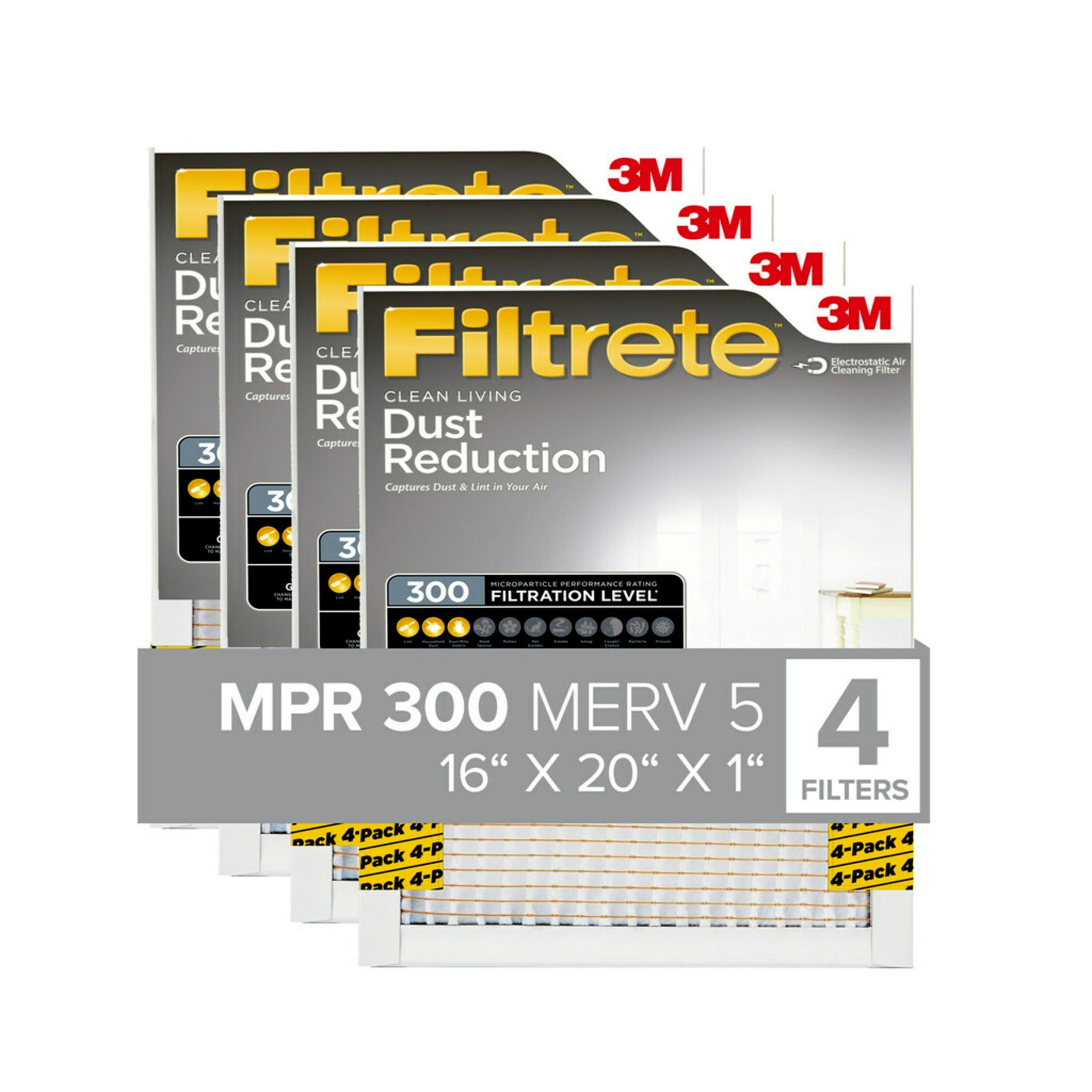 Filtrete 16x20x1 HVAC Furnace Air Filter, MPR 300 MERV 5, Dust ...