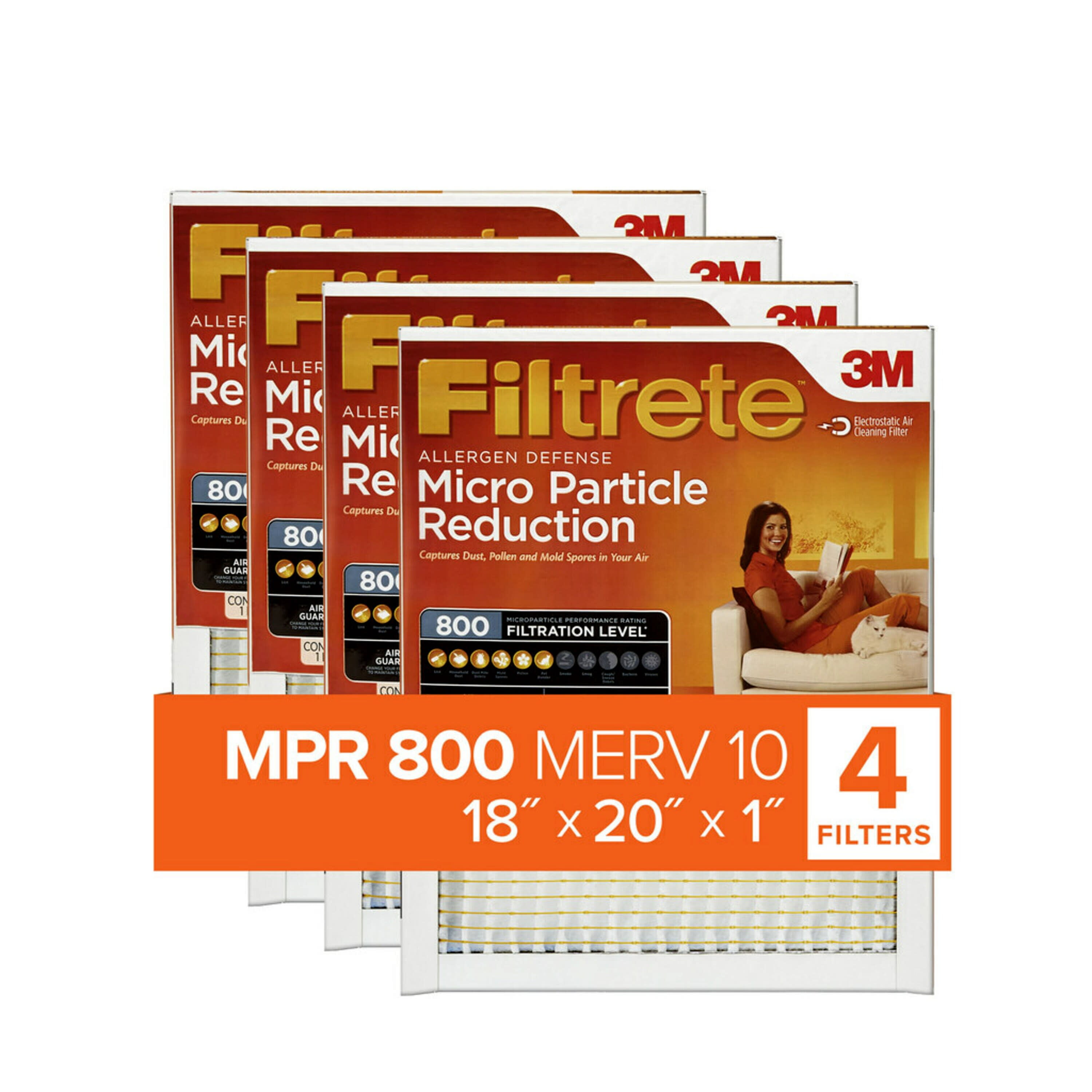 Filtrete 18x20x1 Air Filter, MPR 800 MERV 10, Micro Particle Reduction ...