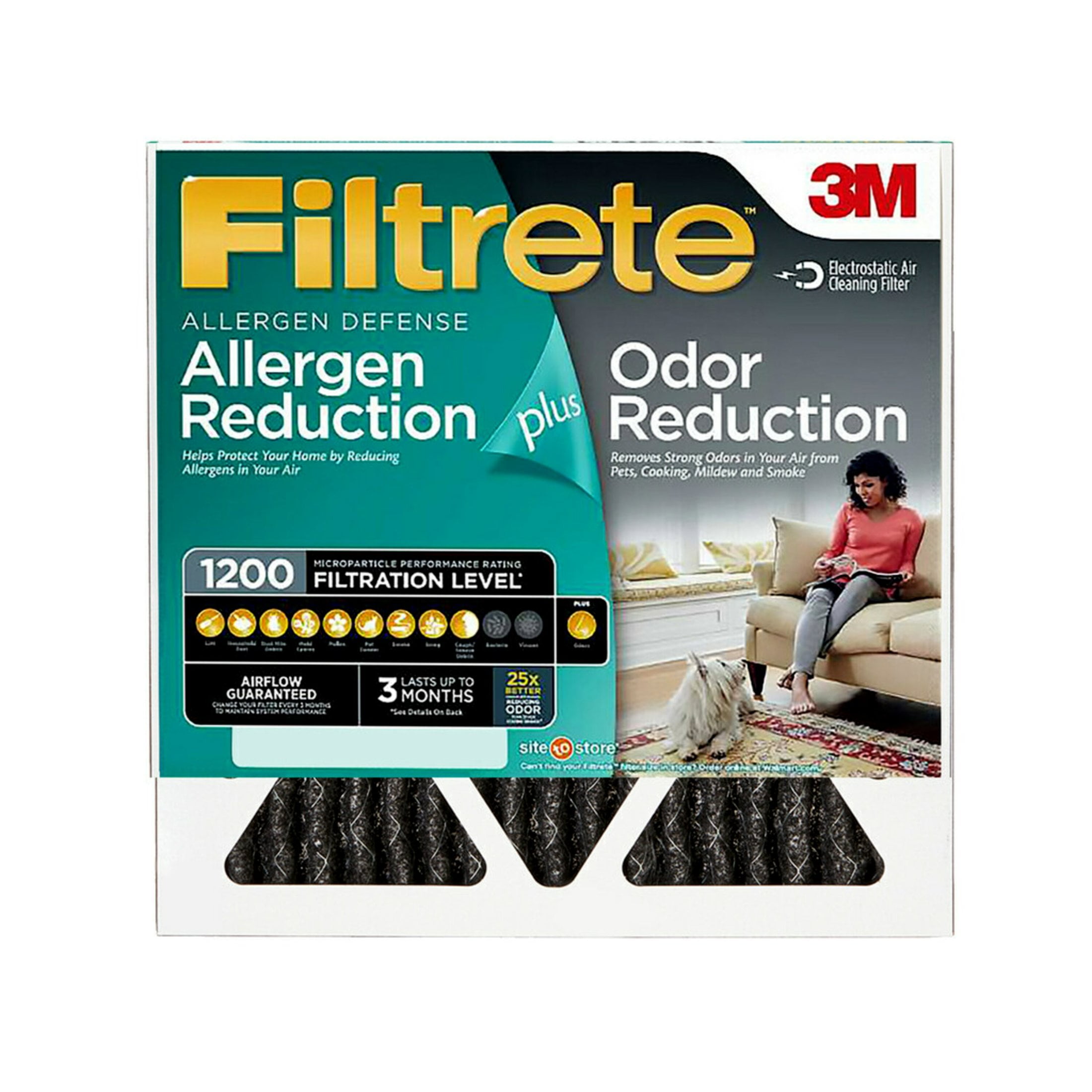 Filtrete 20x20x1 Air Filter, MPR 1200 MERV 11, Allergen Plus Odor ...