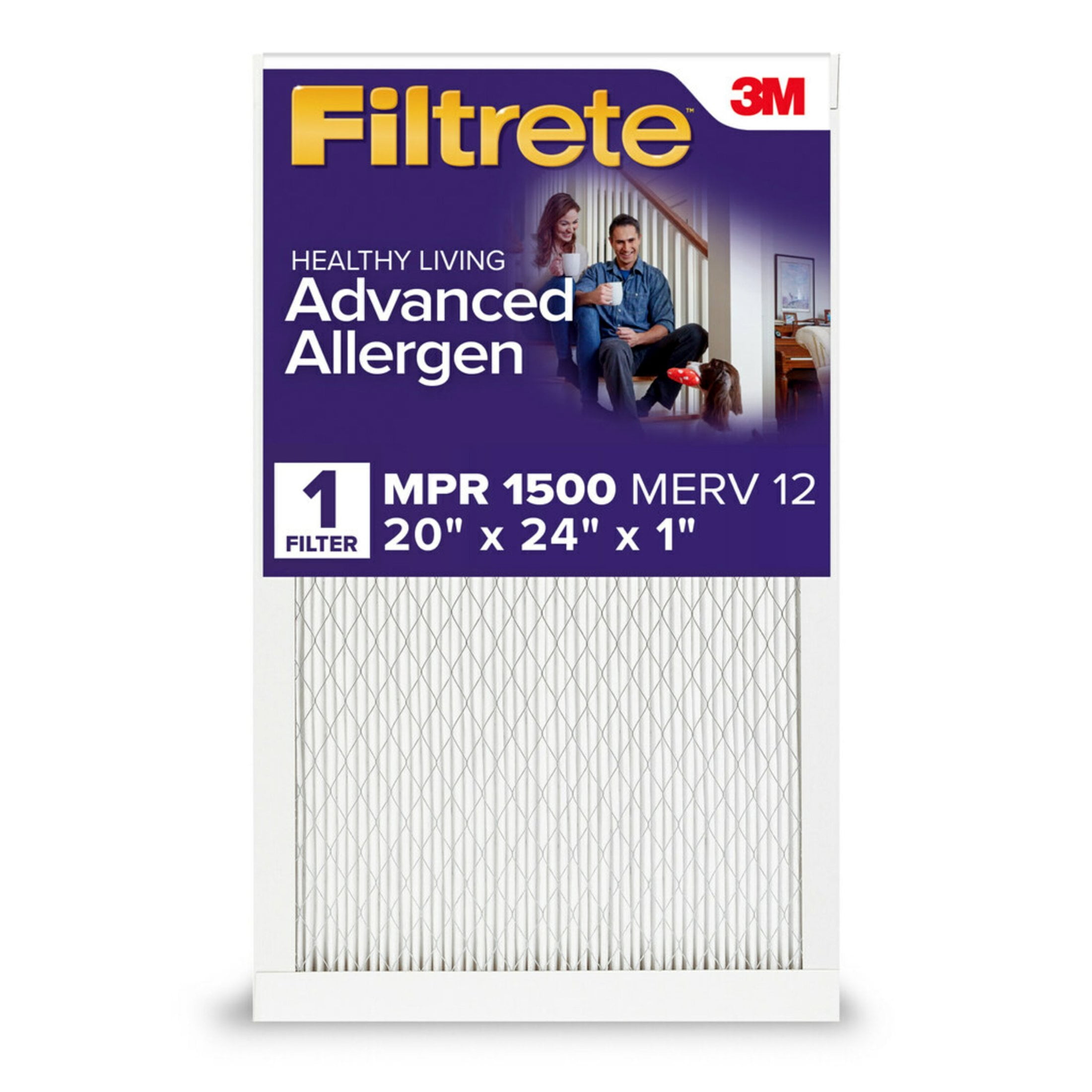 Filtrete 20x24x1 Air Filter, MPR 1500 MERV 12, Advanced Allergen ...