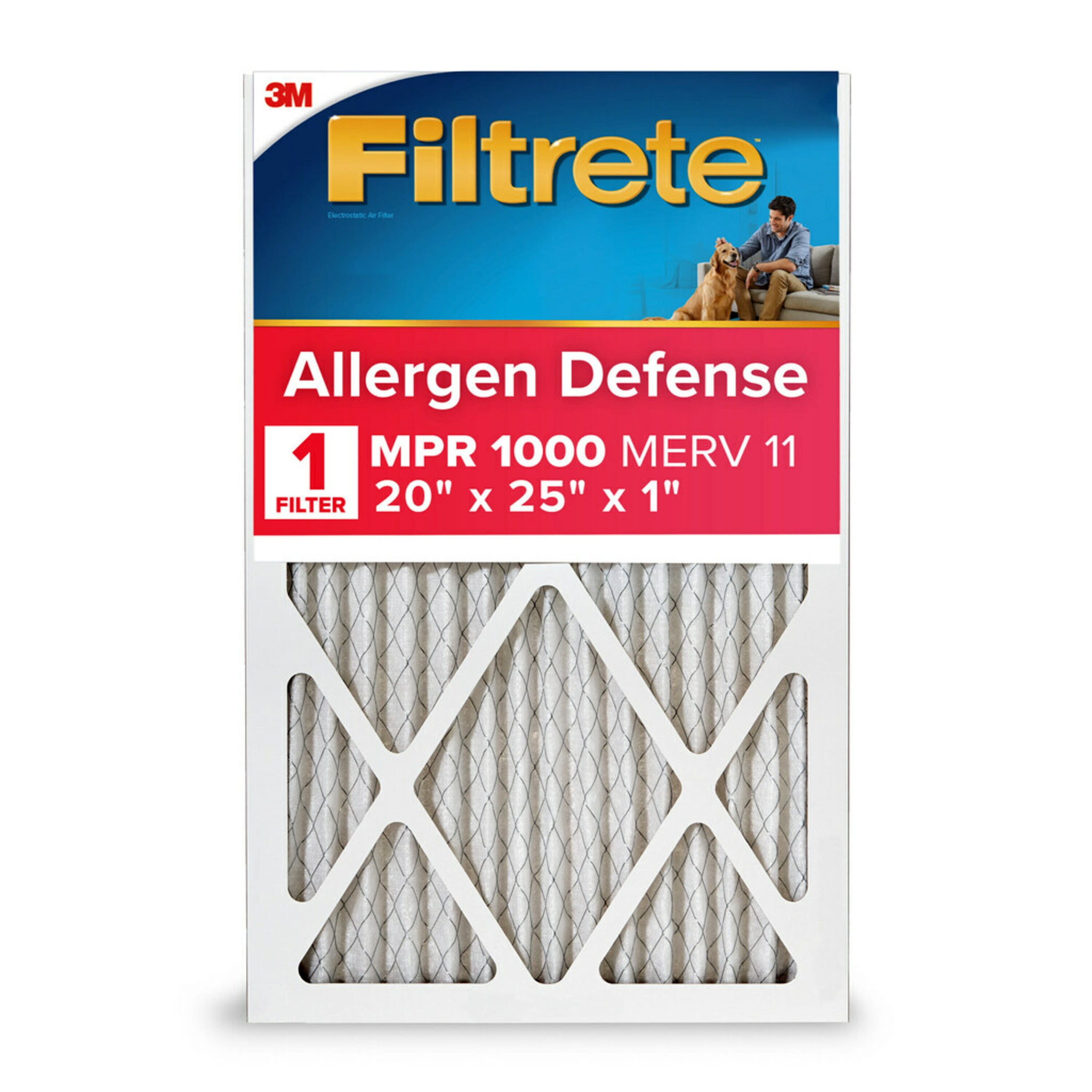 Filtrete 20x25x1 Air Filter, MPR 1000 MERV 11, Allergen Defense, 1 Filter - Walmart.com