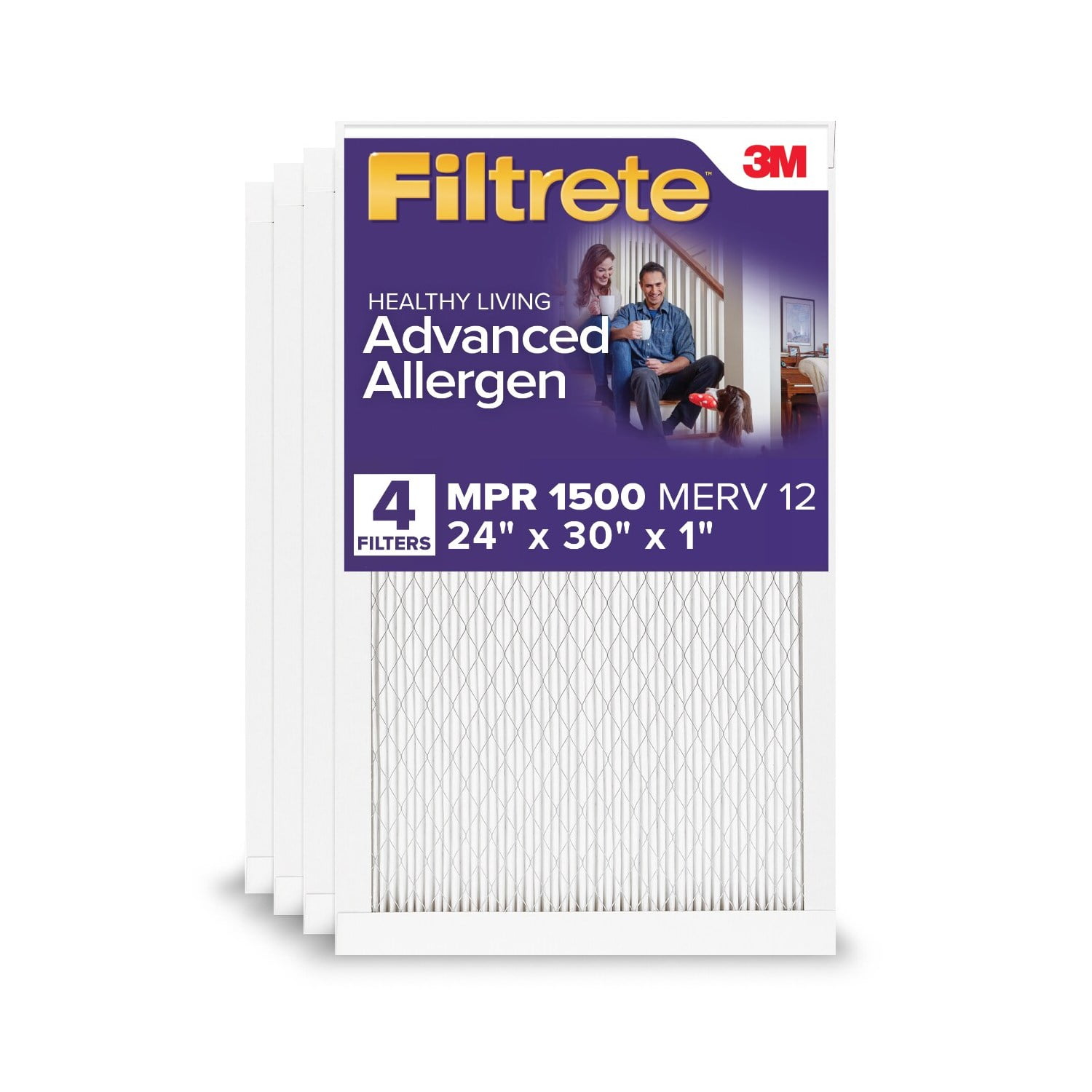 Filtrete 24x30x1 Air Filter, MPR 1500 MERV 12, Advanced Allergen ...