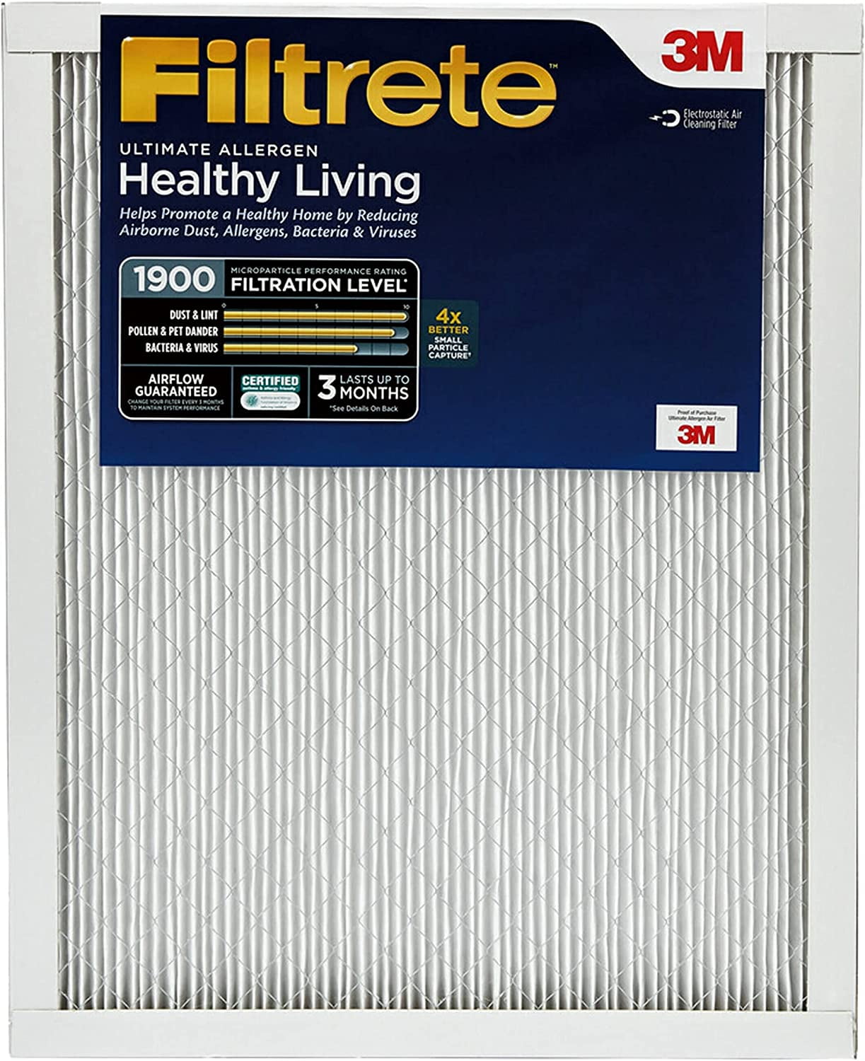 Filtrete Air Filter, MPR 1900, MERV 13, Healthy Living Ultimate ...