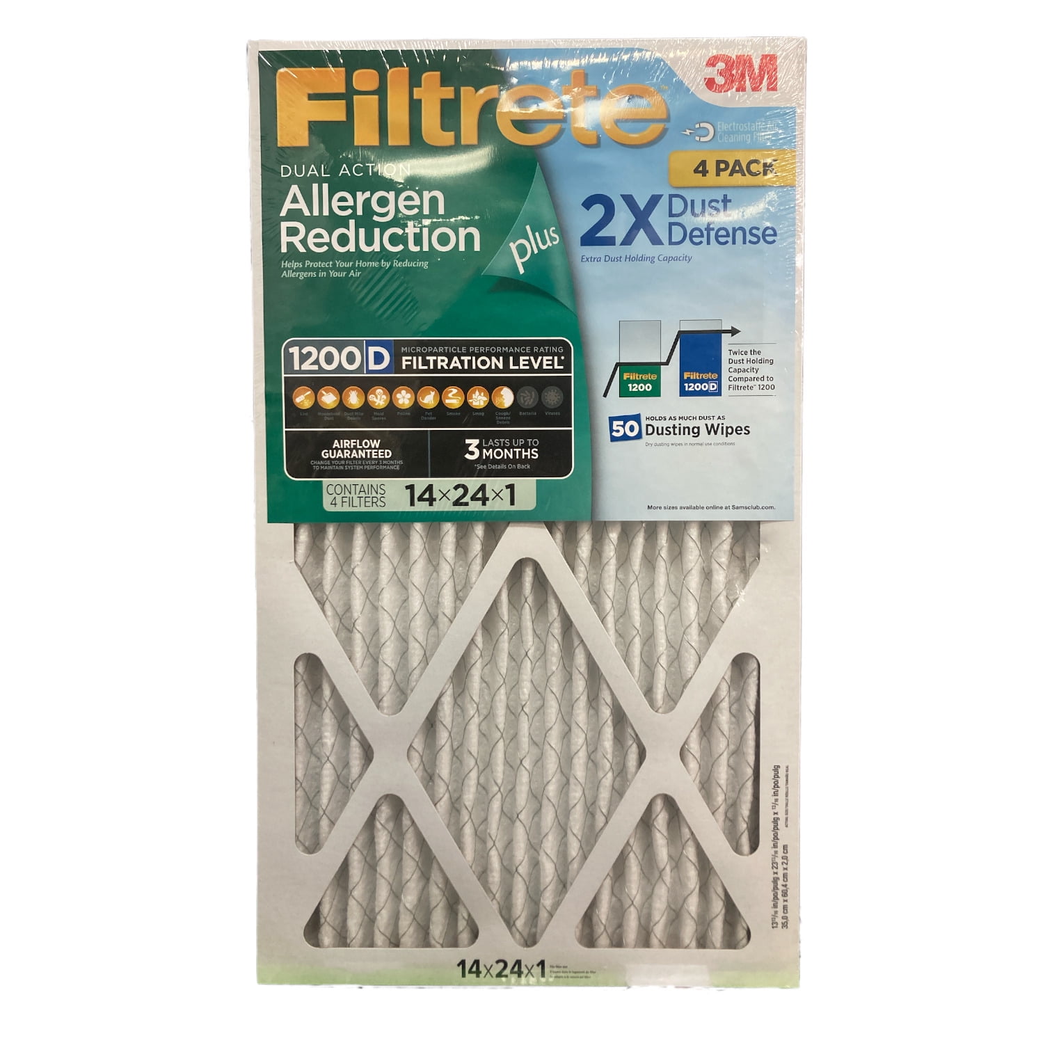 Filtrete Allergen Reduction Plus 2X Dust Filter 14 x 24 x 1 (4 pk ...