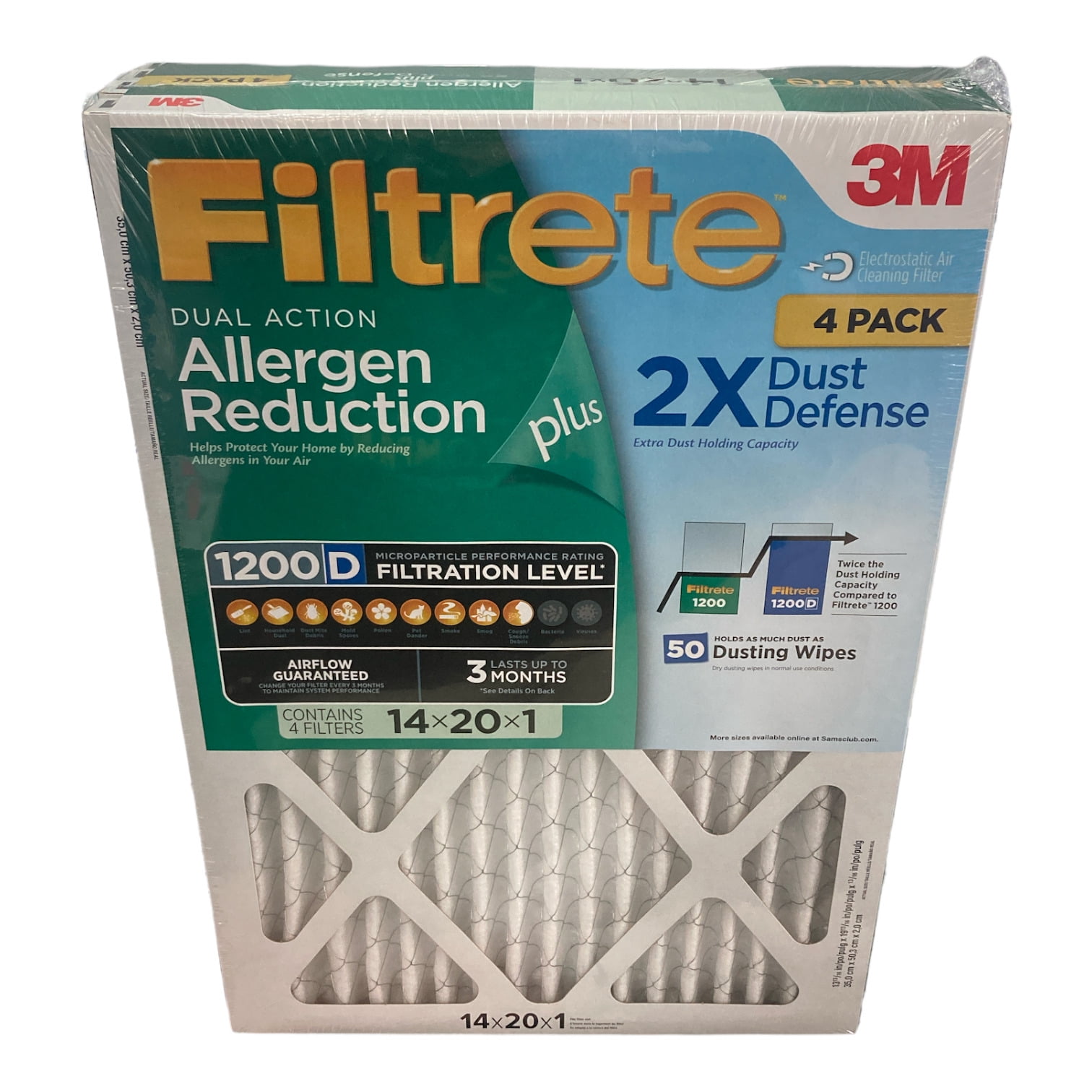 Filtrete Allergen Reduction Plus 2X Dust Filter (4 pk.) (14 x 20 x 1 ...