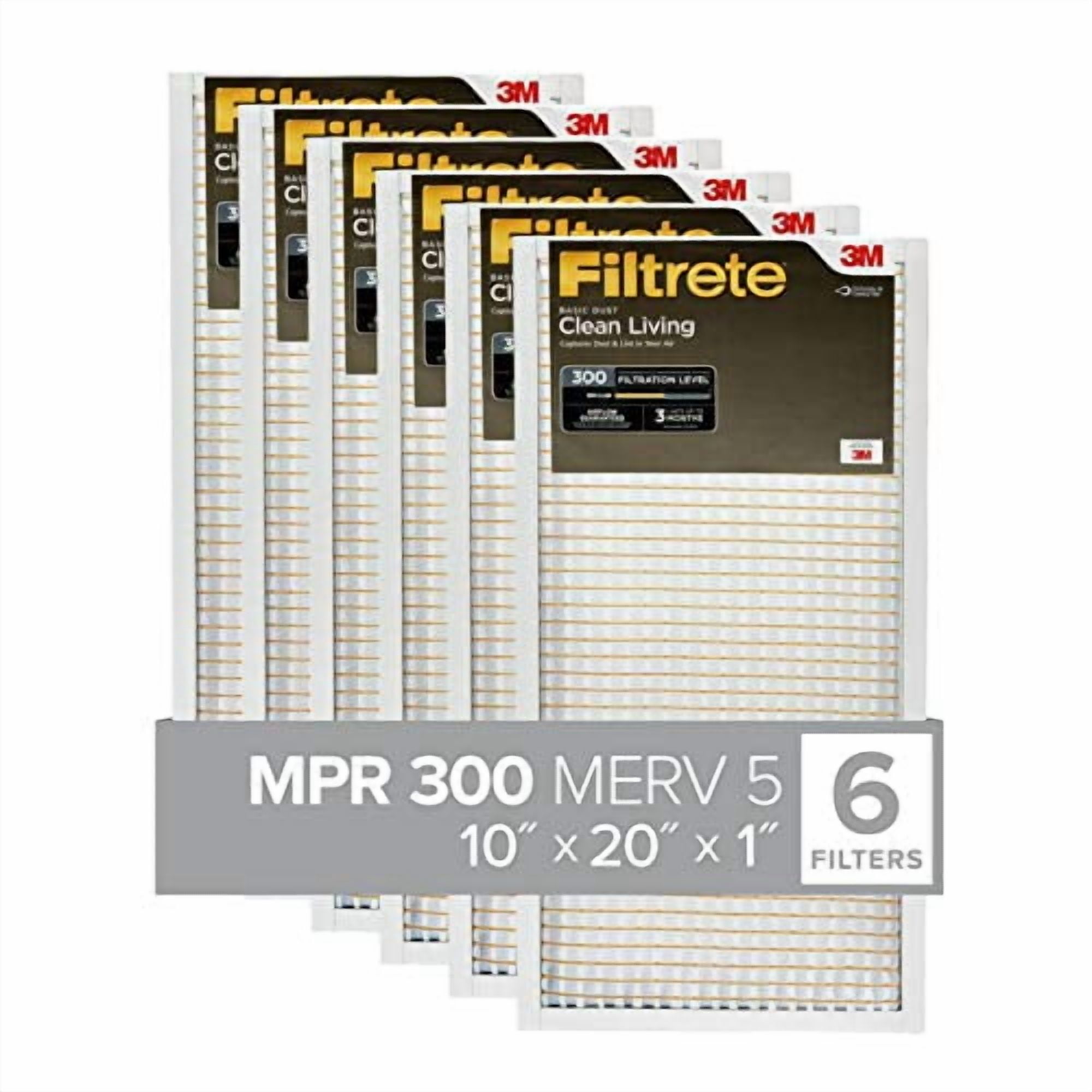 Filtrete 10x20x1, AC Furnace Air Filter, MPR 300, Clean Living Basic ...